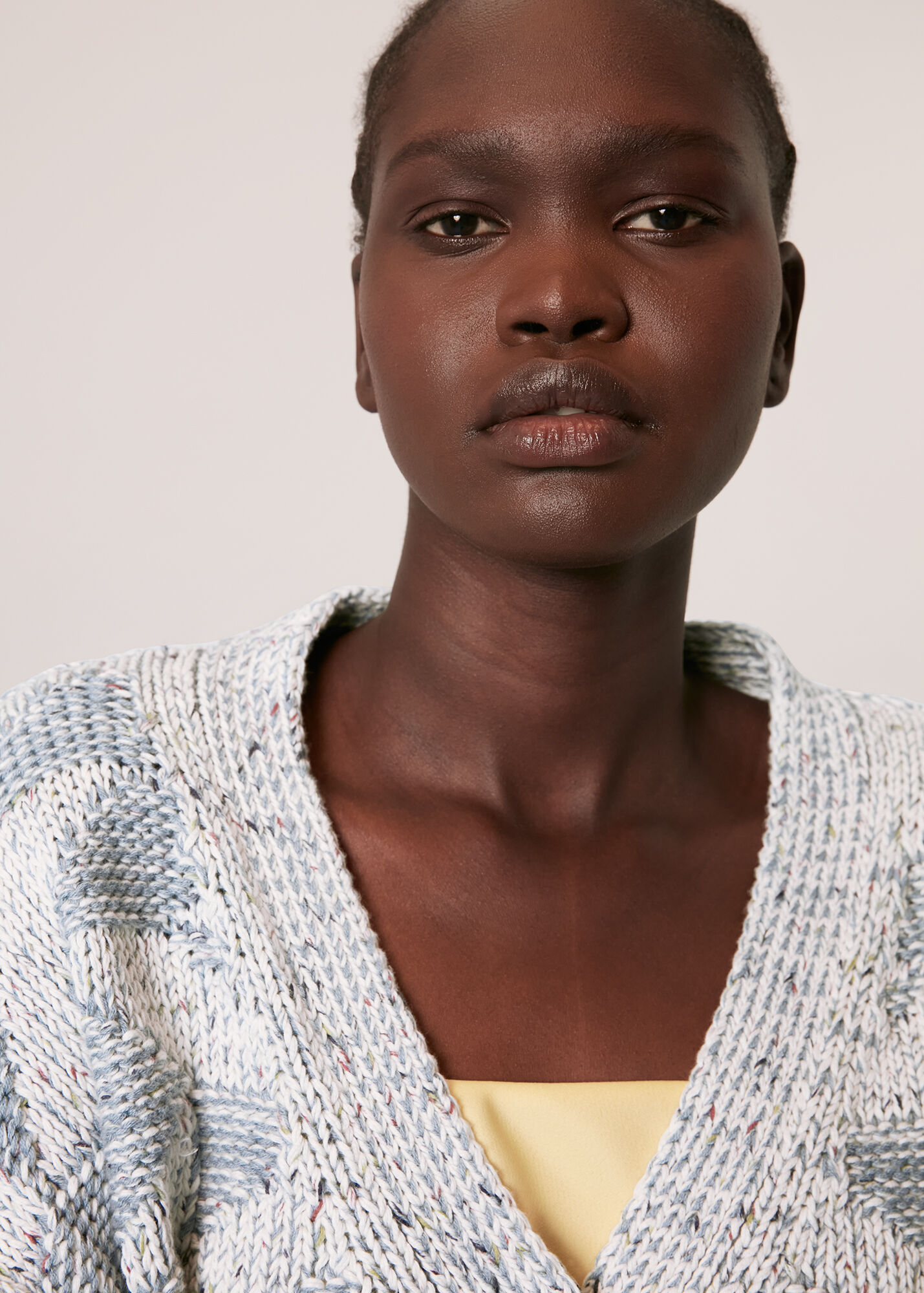 Blue/Multi Triangle Intarsia Cardigan | WHISTLES