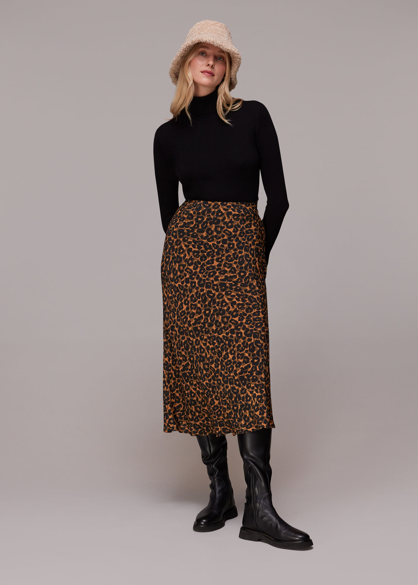 Leopard Print Classic Leopard Bias Cut Skirt | WHISTLES | Whistles UK