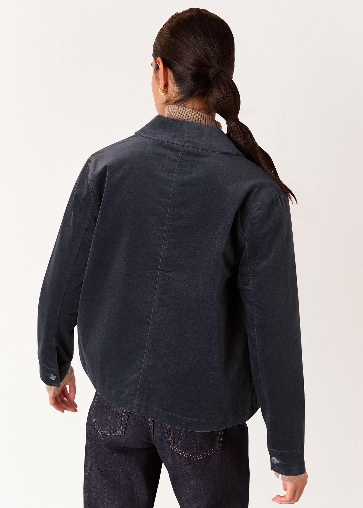 Women's Dark Grey Brushed Cotton Boxy Jacket | Whistles UK