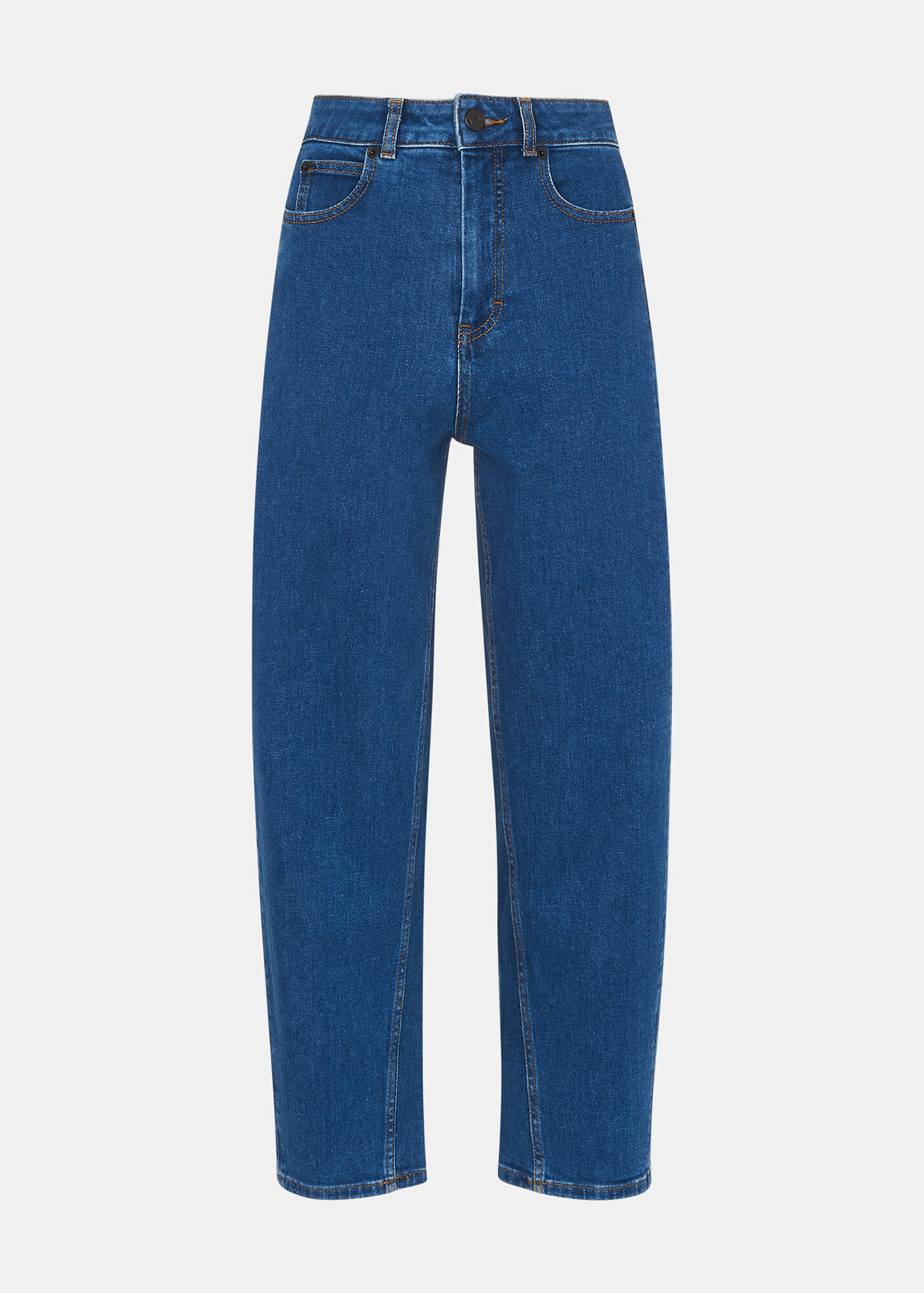 Blue Stretch High-Waisted Barrel-Leg Jeans | Whistles | Whistles UK