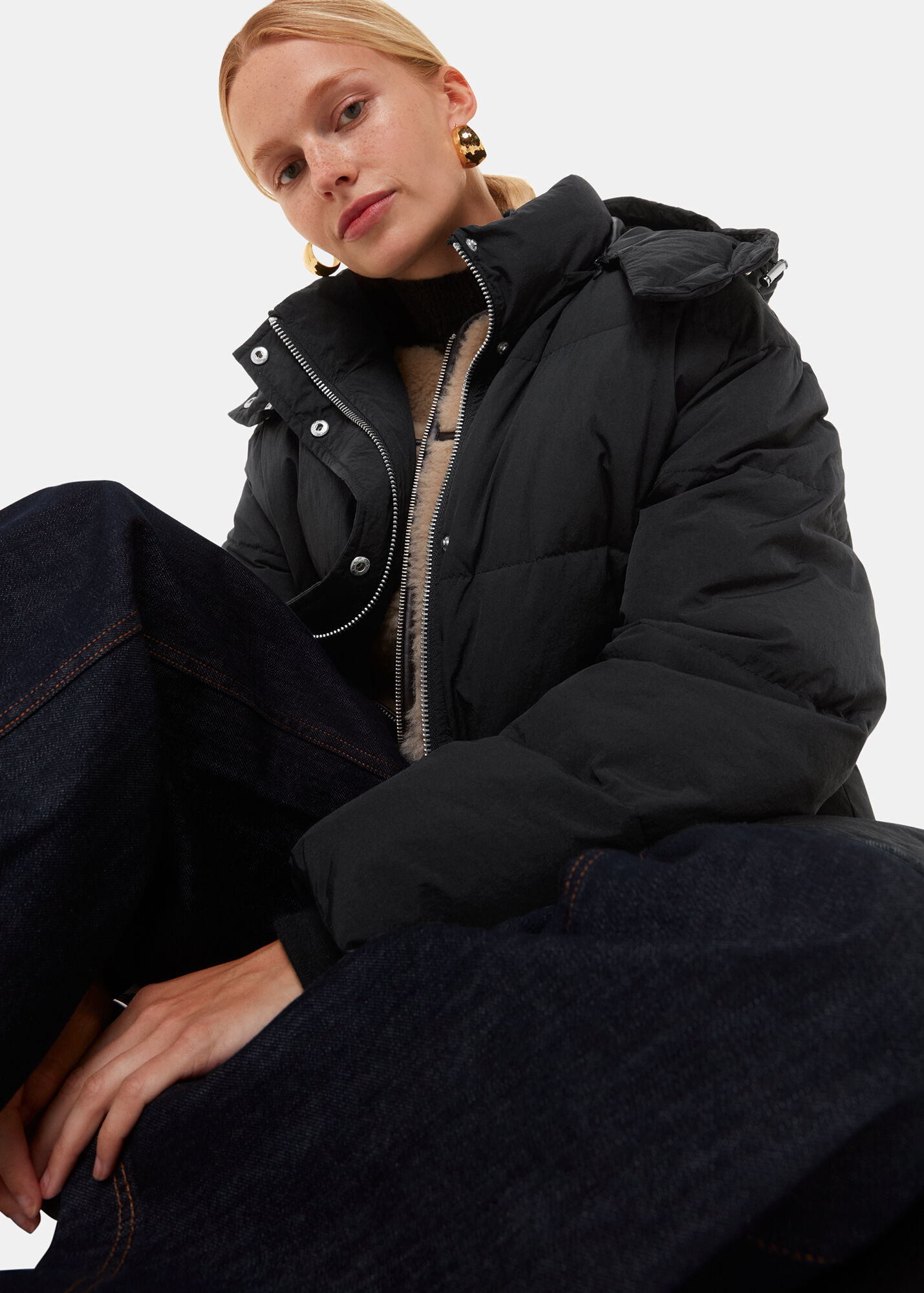 Black Una Puffa Coat | WHISTLES | Whistles AU