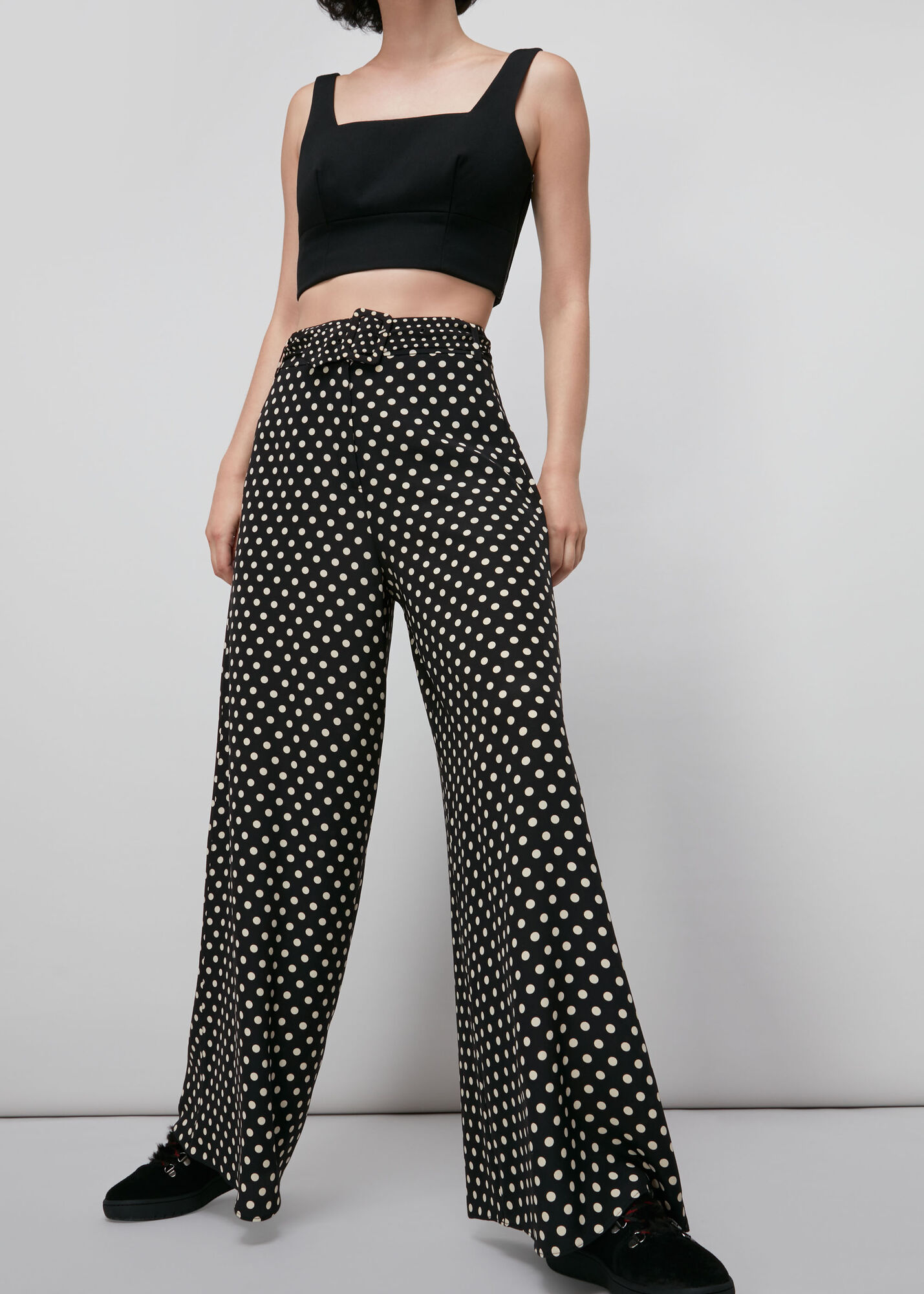Black/White Spot Silk Palazzo Trouser | WHISTLES | Whistles UK