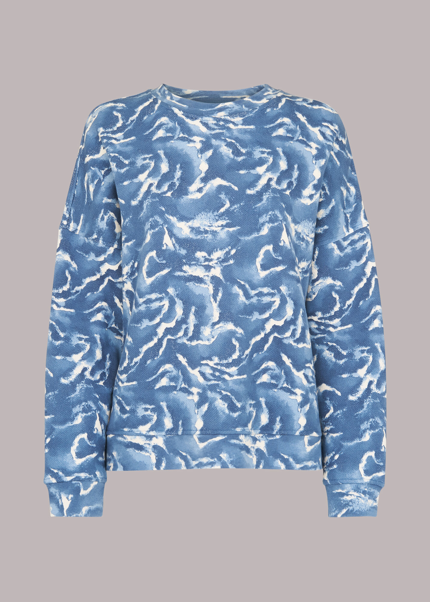 Blue/Multi Watercolour Zebra Sweat | WHISTLES | Whistles UK