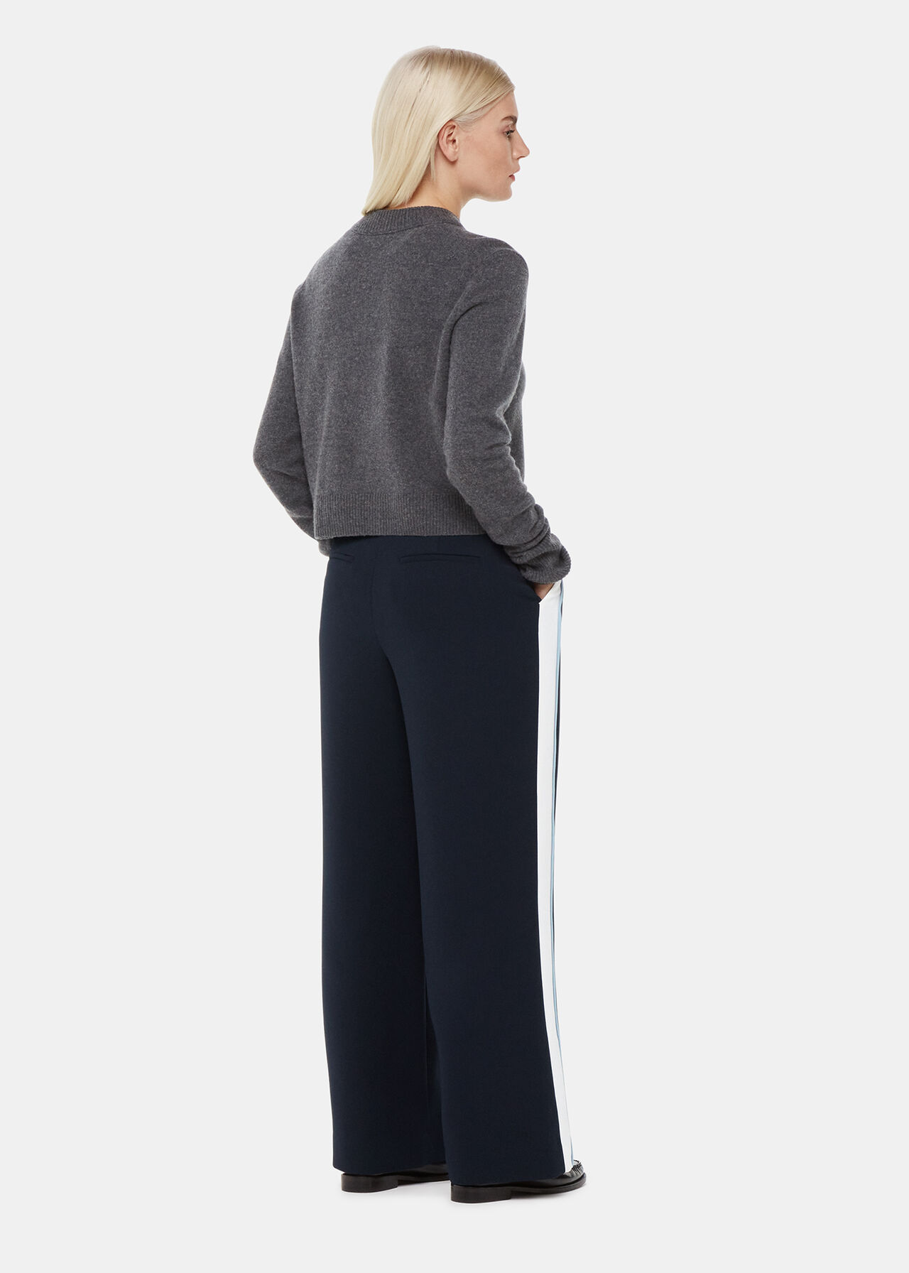 Blue/Multi Crepe Side Stripe Trouser | WHISTLES