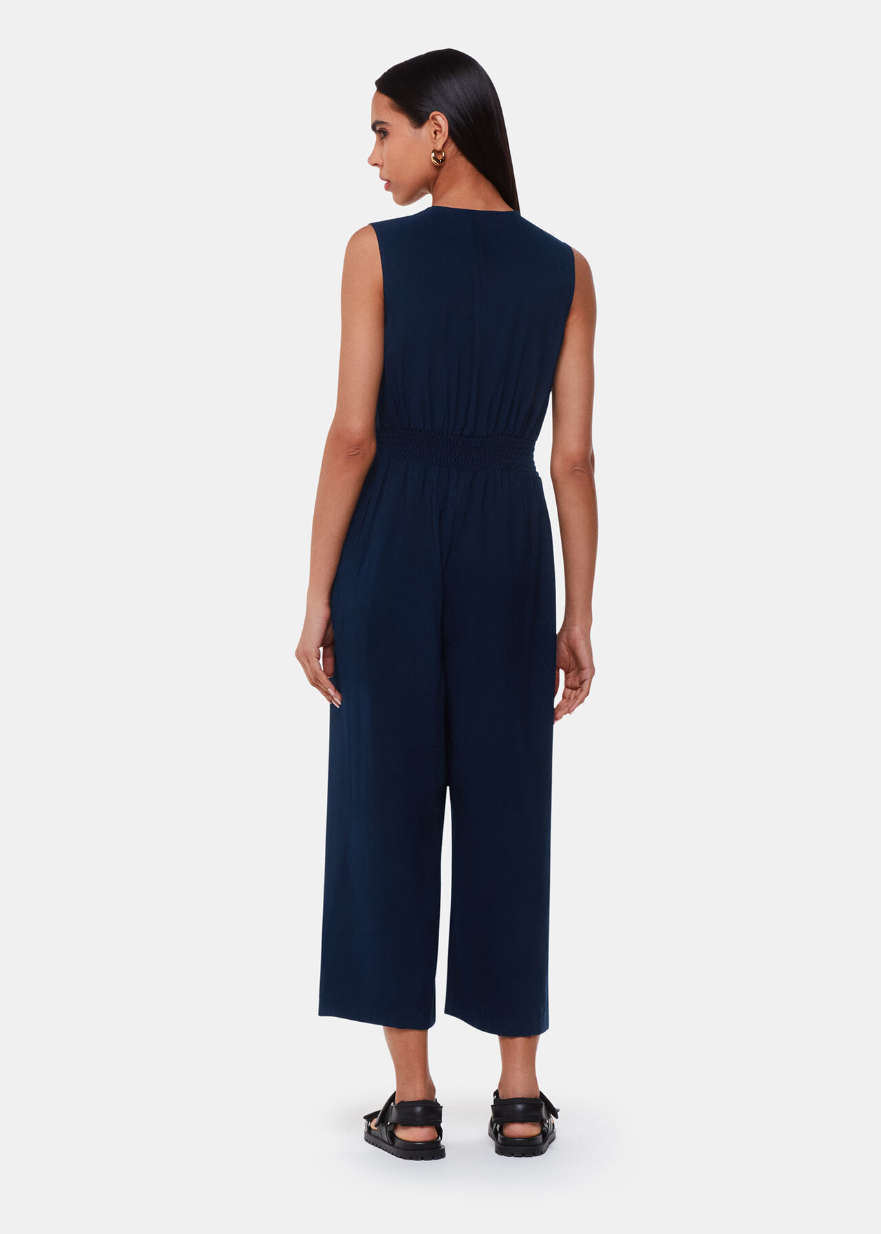 Navy Remmie Jumpsuit | WHISTLES | Whistles ROW