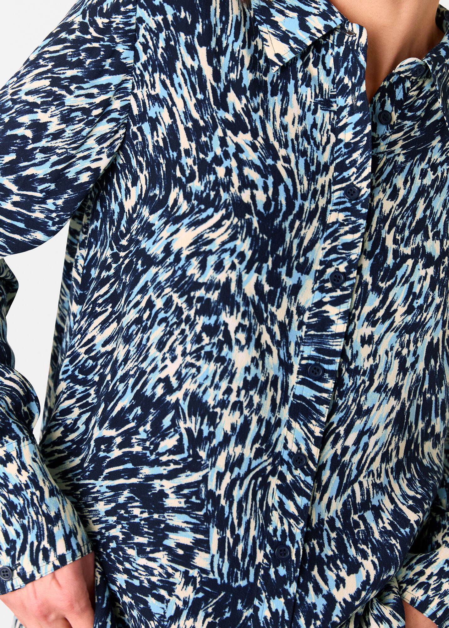 Blue/Multi Leopard Swirl Print Shirt | WHISTLES | Whistles UK