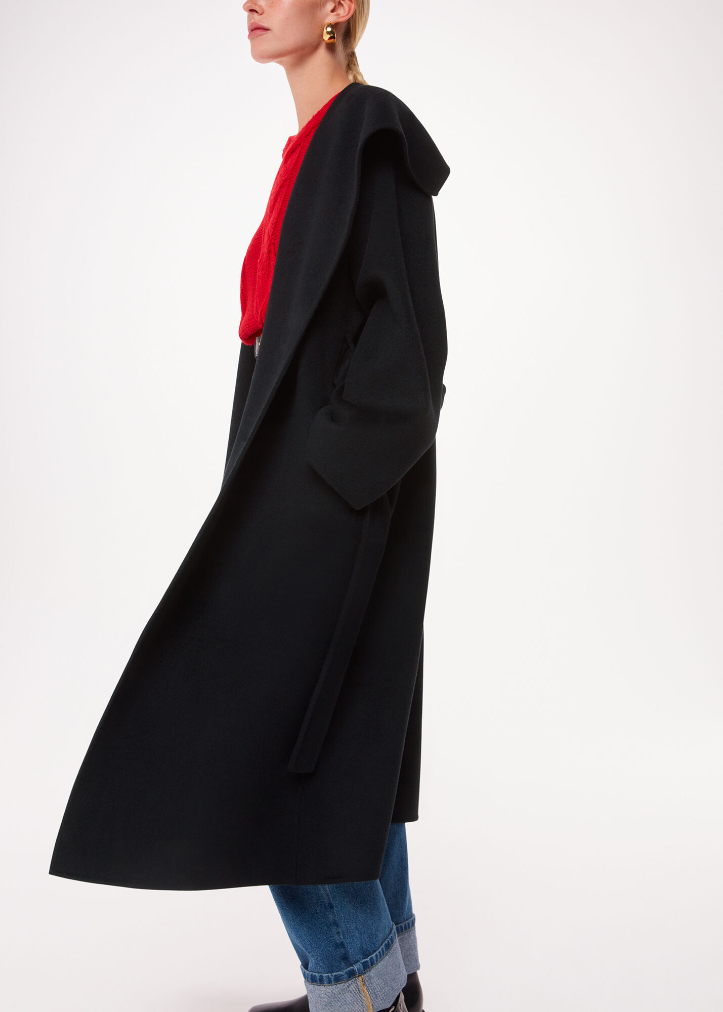 Black Cosima Double Face Collar Coat | WHISTLES | Whistles AU