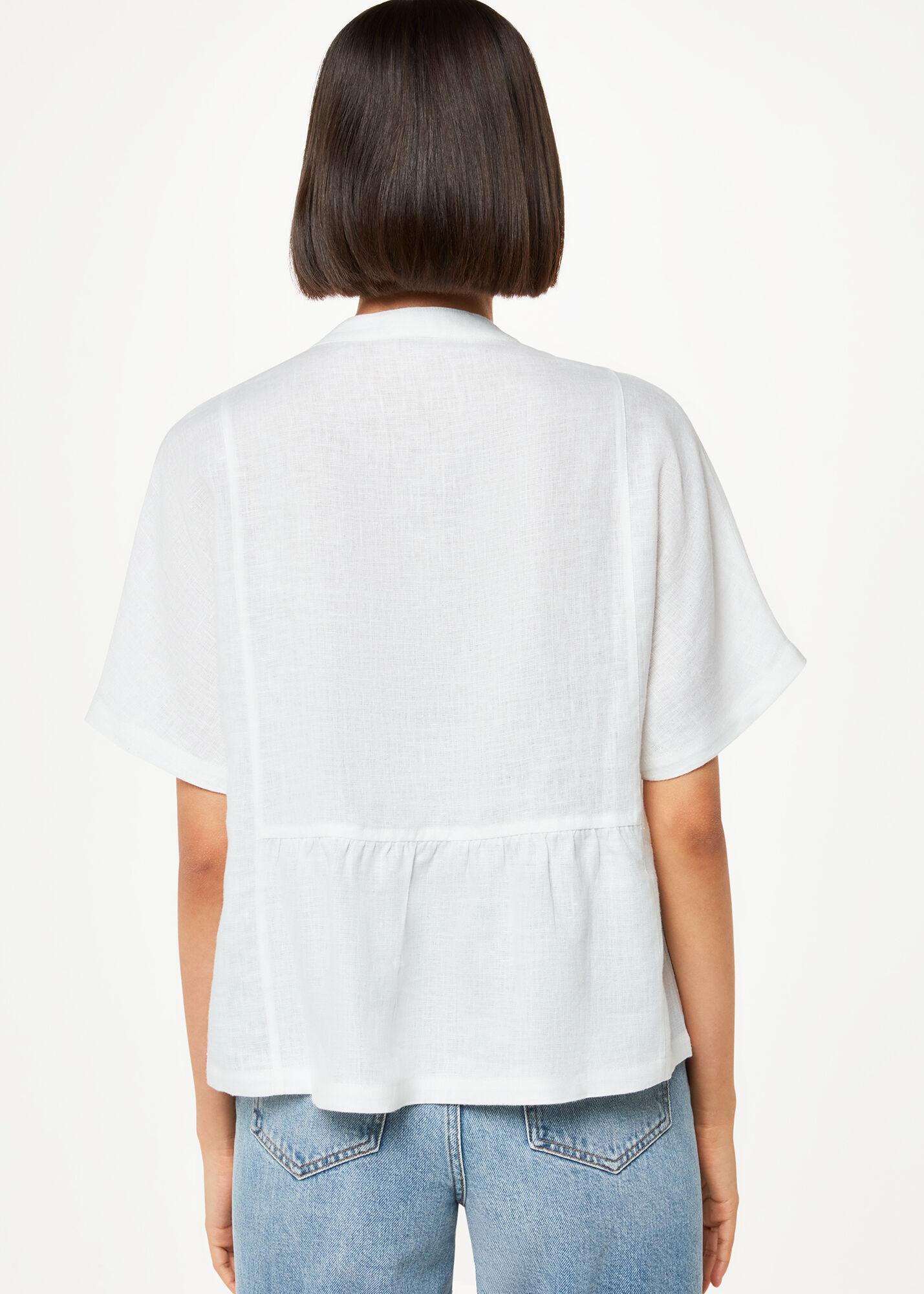 White Hannah Linen Peplum Blouse | WHISTLES | Whistles UK