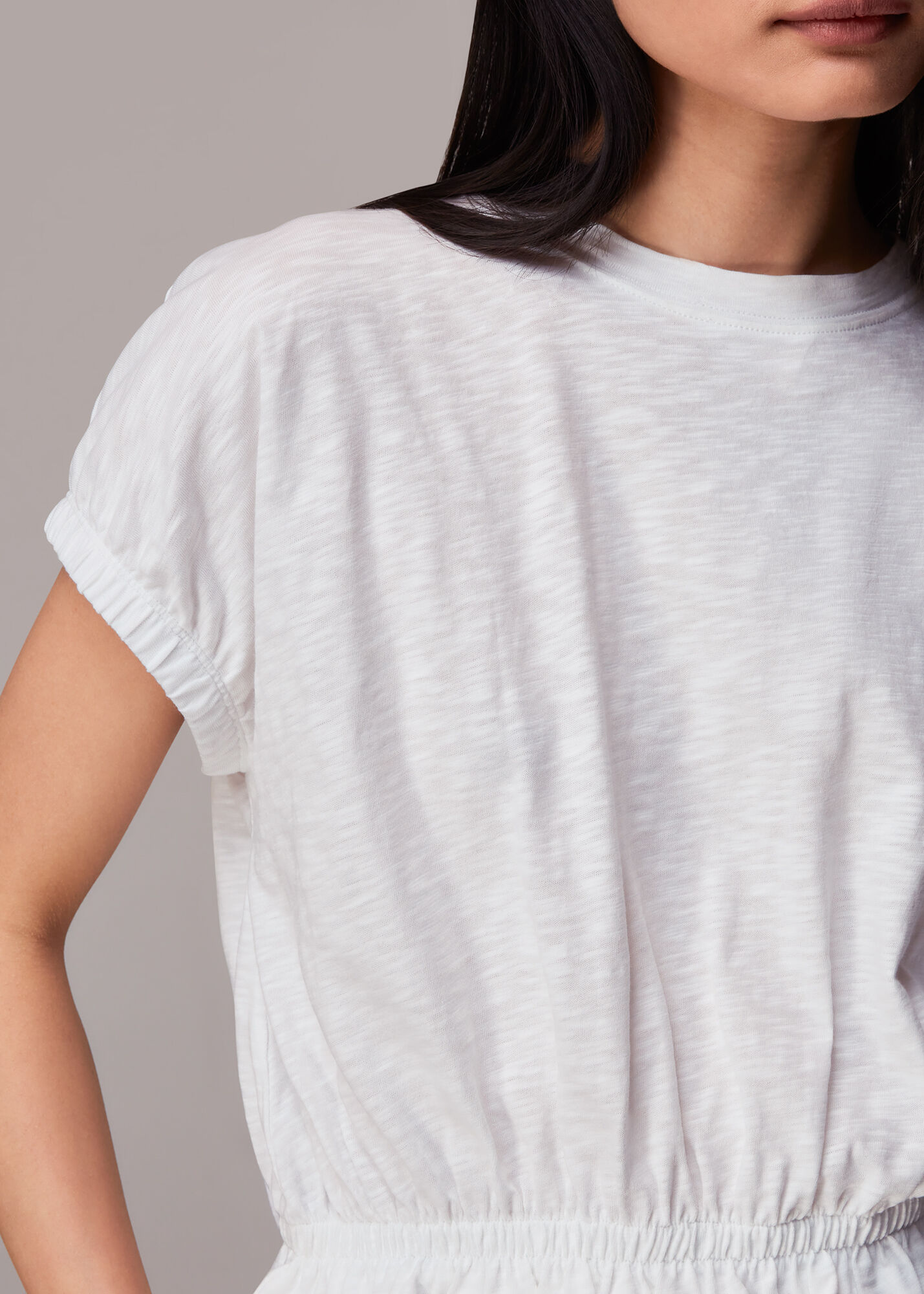 White Celly Gathered Hem Top | WHISTLES | Whistles UK