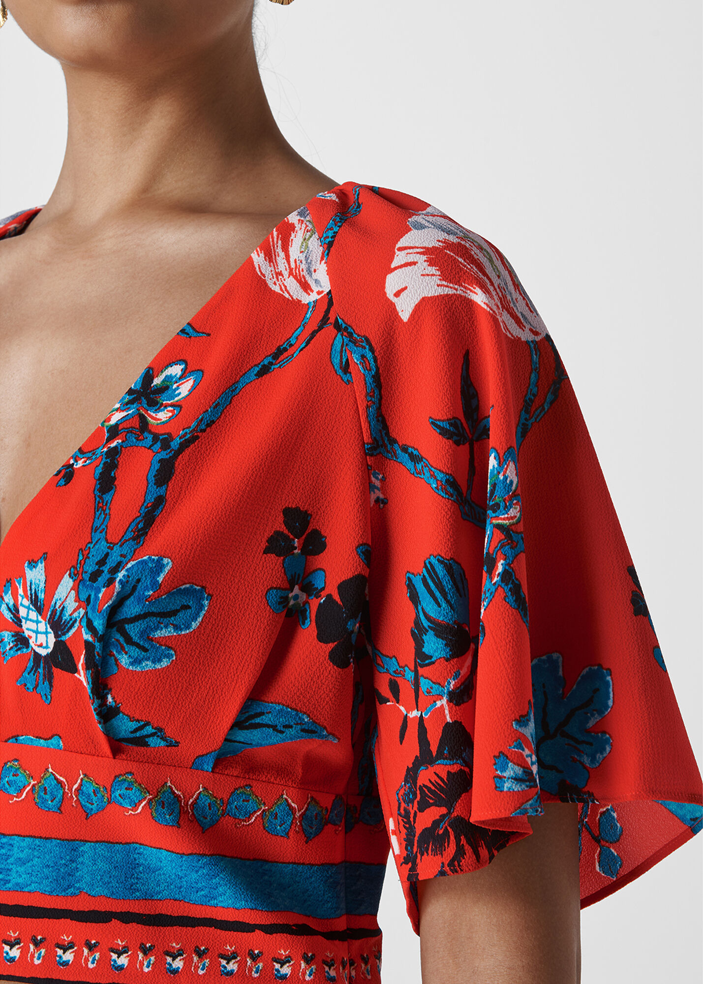 Red/Multi Scarf Print Top | WHISTLES | Whistles UK