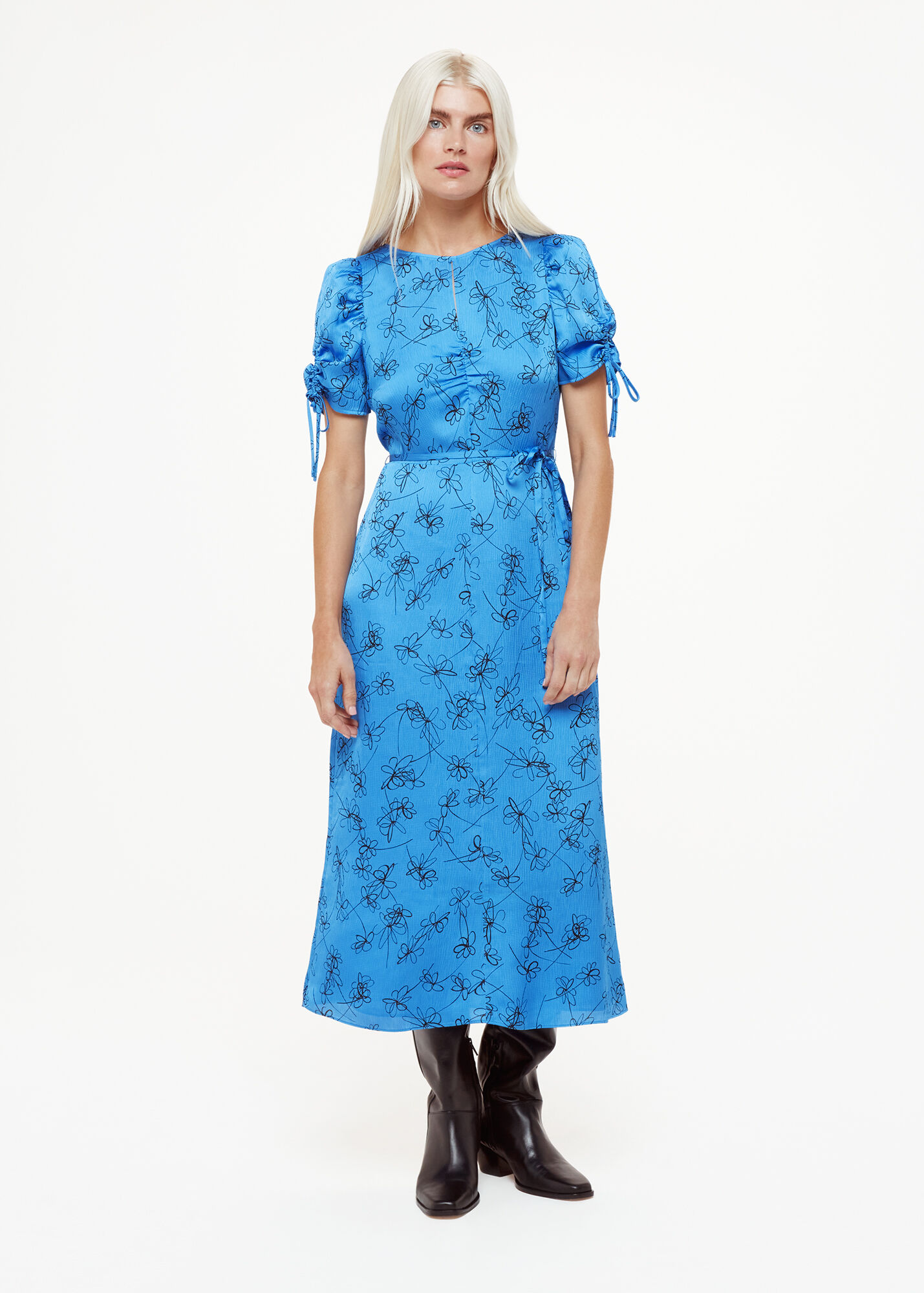 Blue/Multi Aurelie Scribble Daisy Dress | WHISTLES | Whistles AU