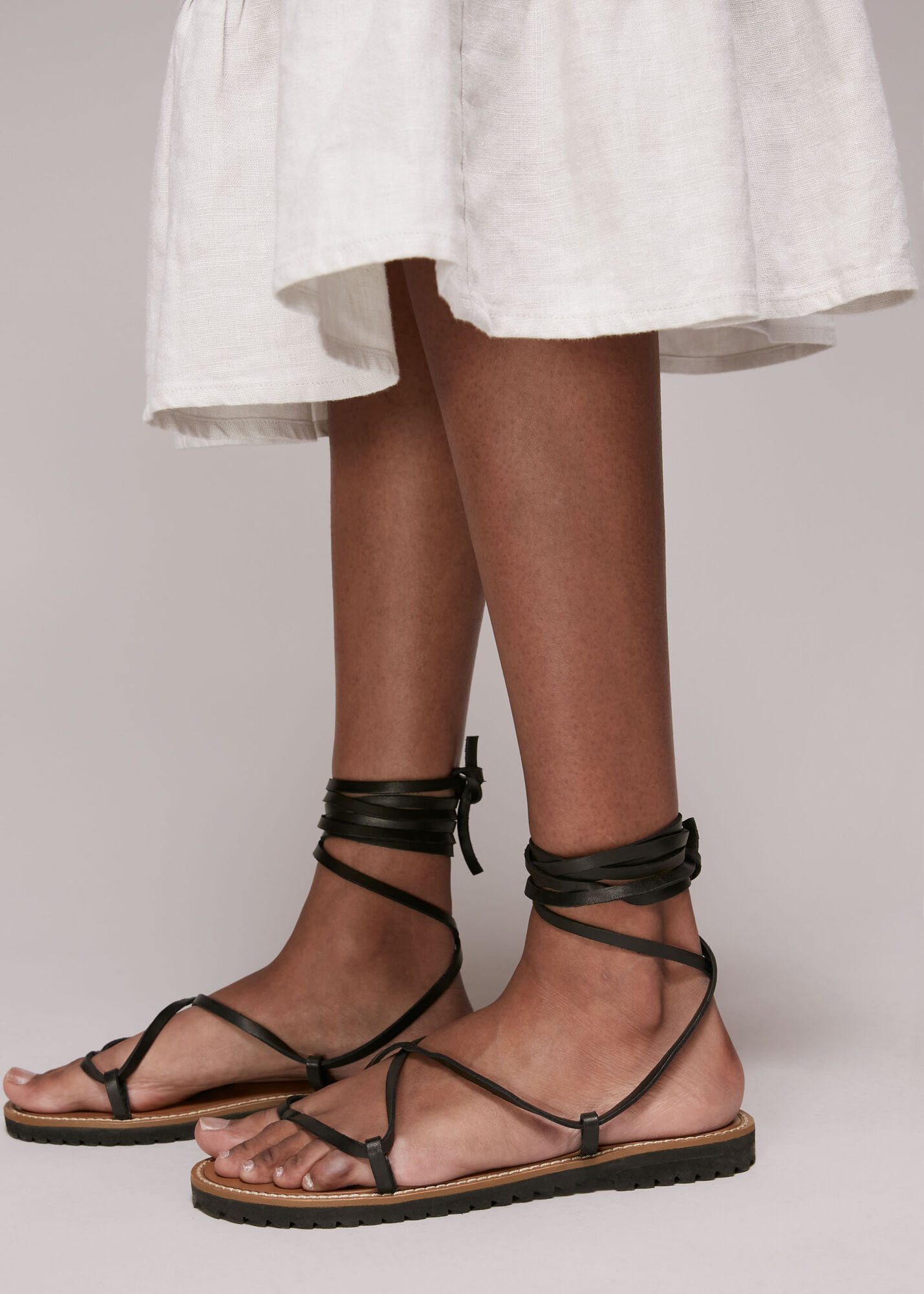 Black Willow Strappy Tie Sandal | WHISTLES | Whistles UK