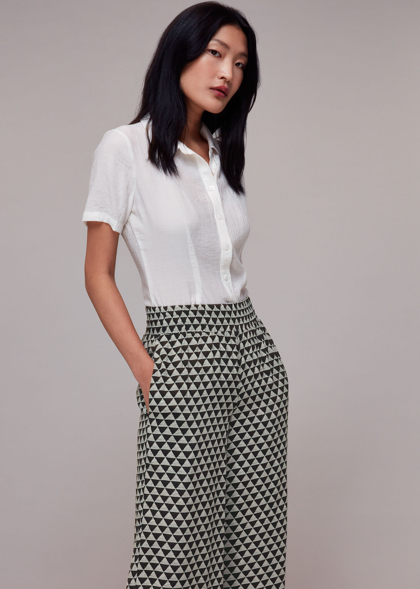 Black/Multi Triangle Checkerboard Trouser | WHISTLES | Whistles UK