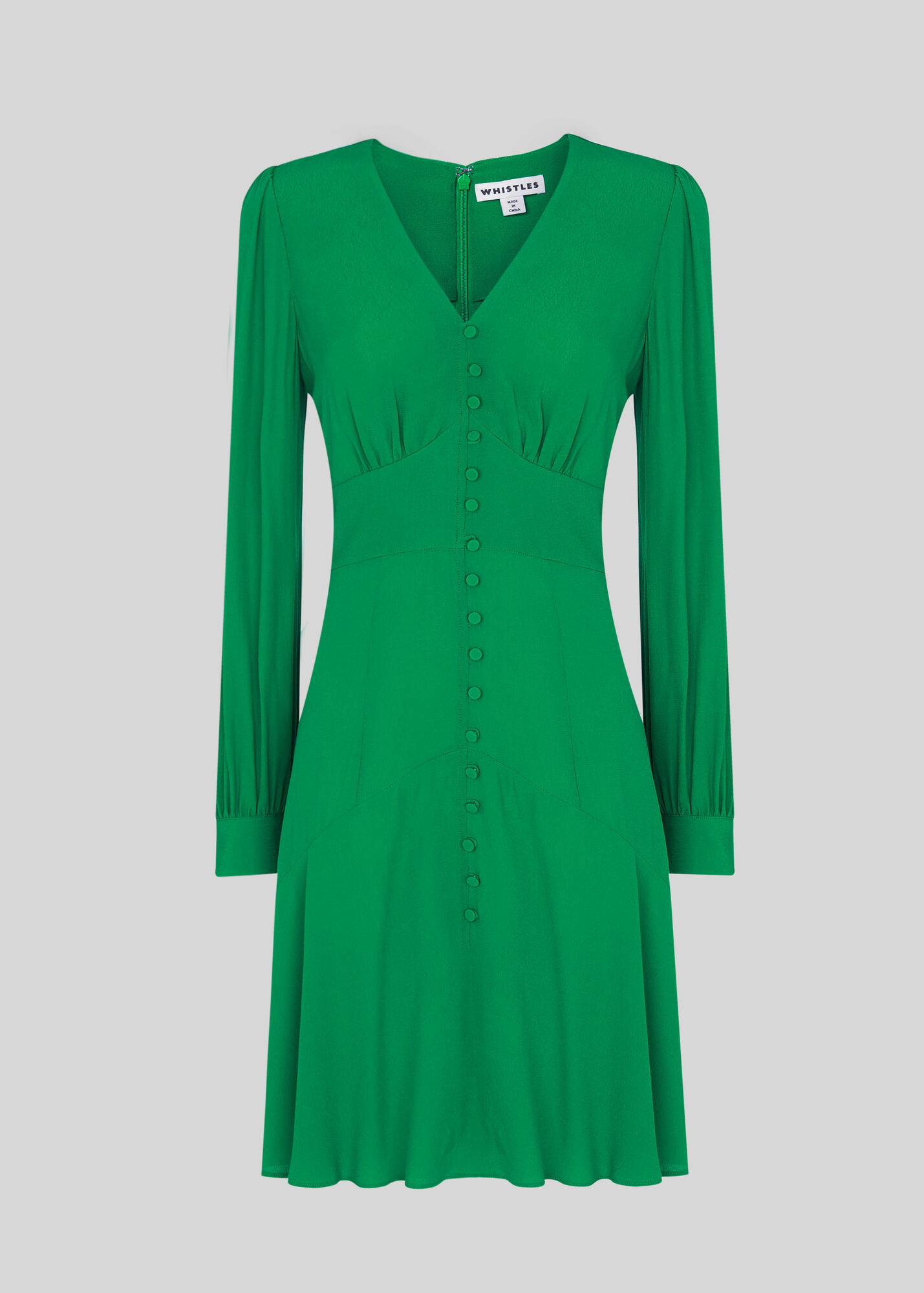 Green Short Button Through Dress | WHISTLES | Whistles UK