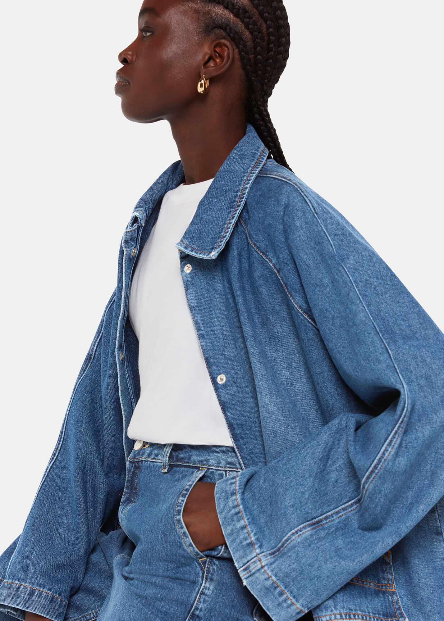 Denim Flare Sleeve Denim Jacket | WHISTLES | Whistles US