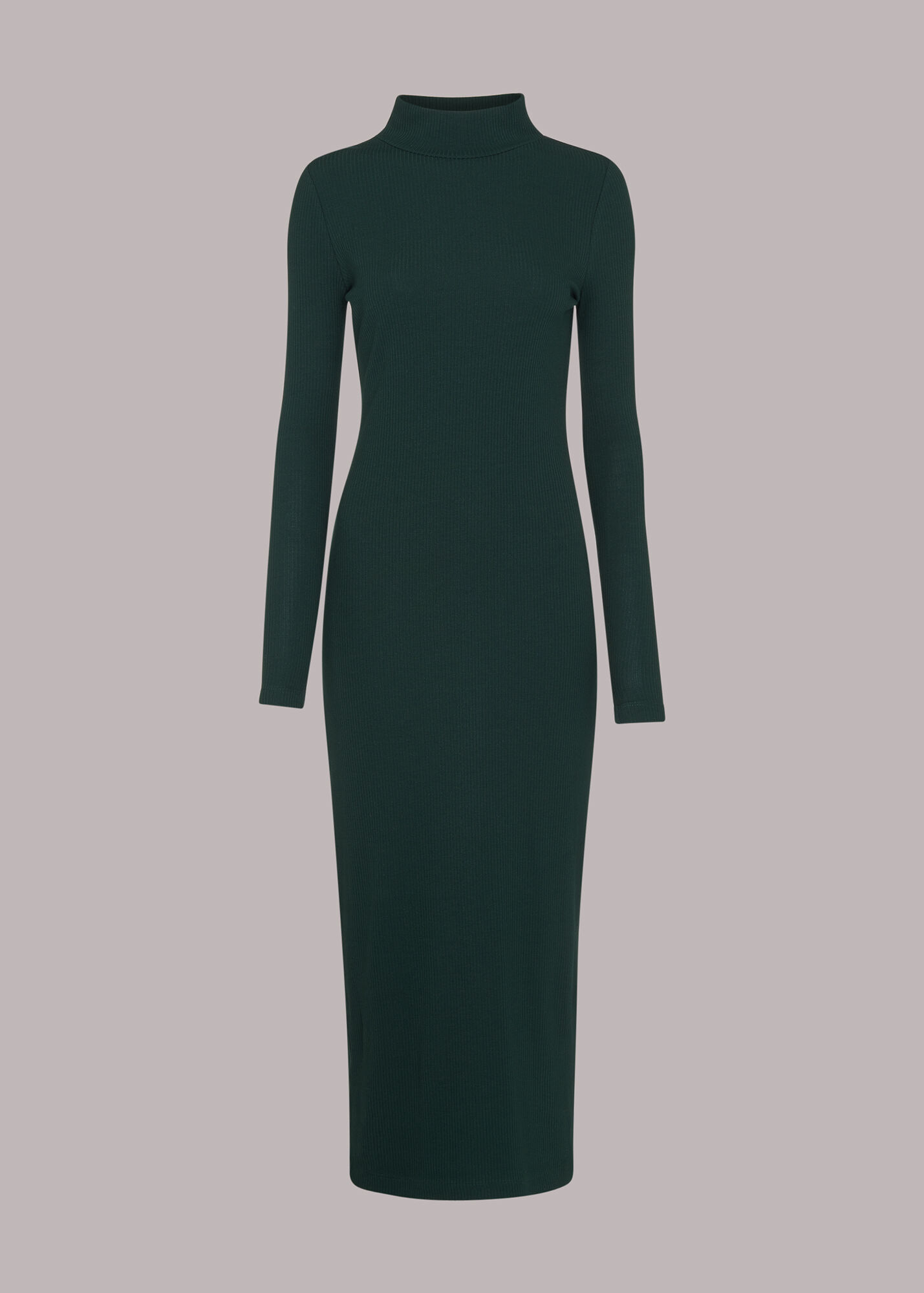 Dark Green Rib Polo Jersey Dress | WHISTLES | Whistles UK