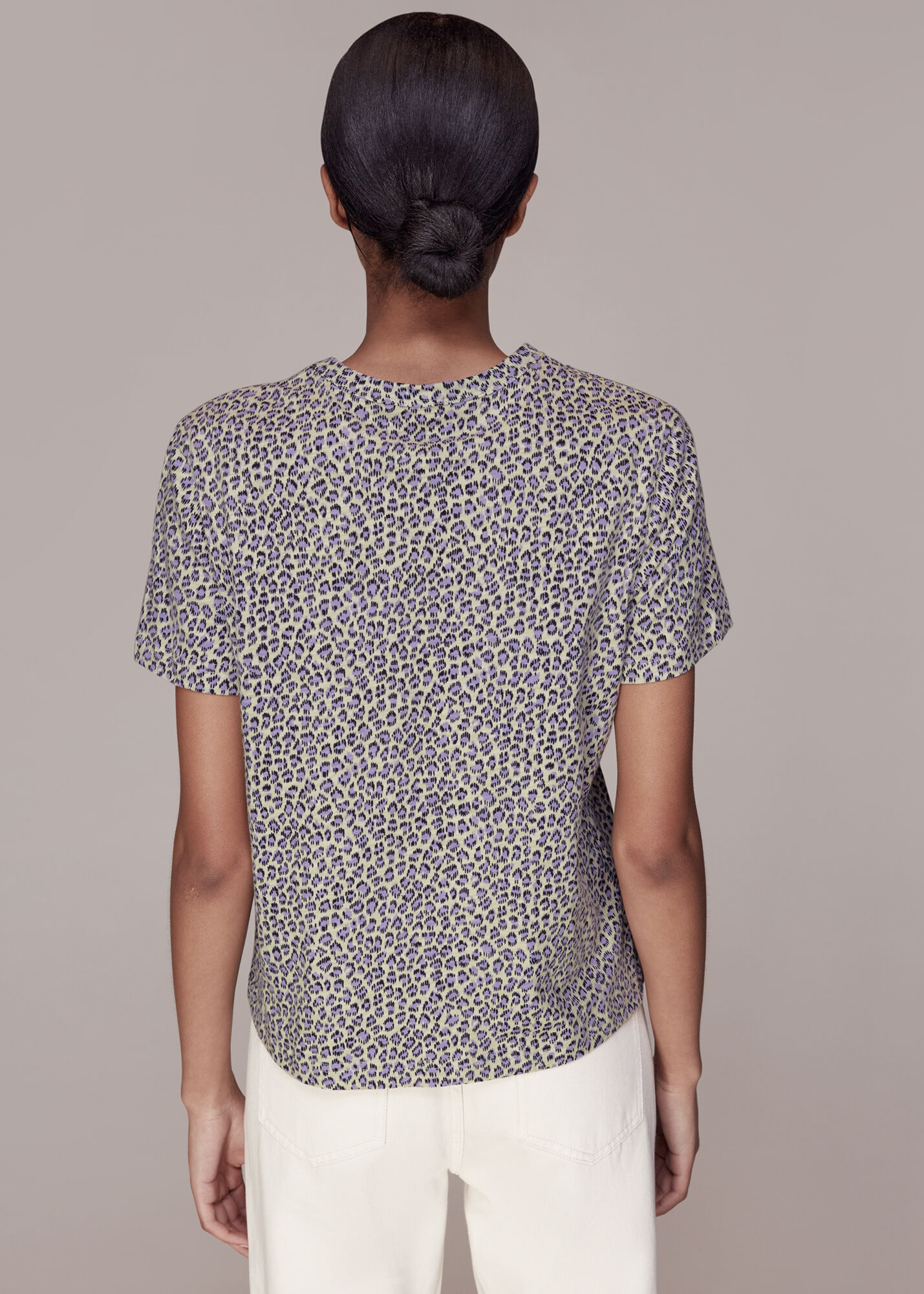 Lilac/Multi Dashed Leopard Print T-Shirt | WHISTLES