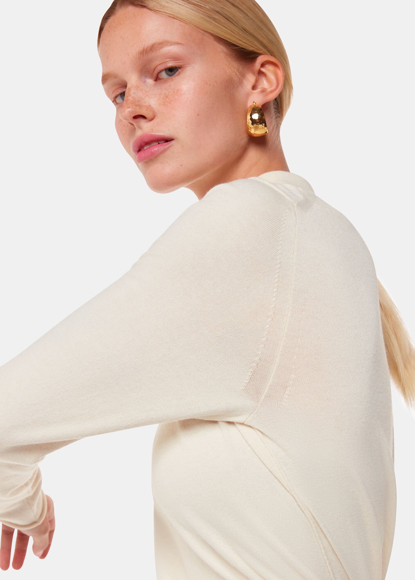 Ivory Mira Funnel Neck Knit | WHISTLES | Whistles UK