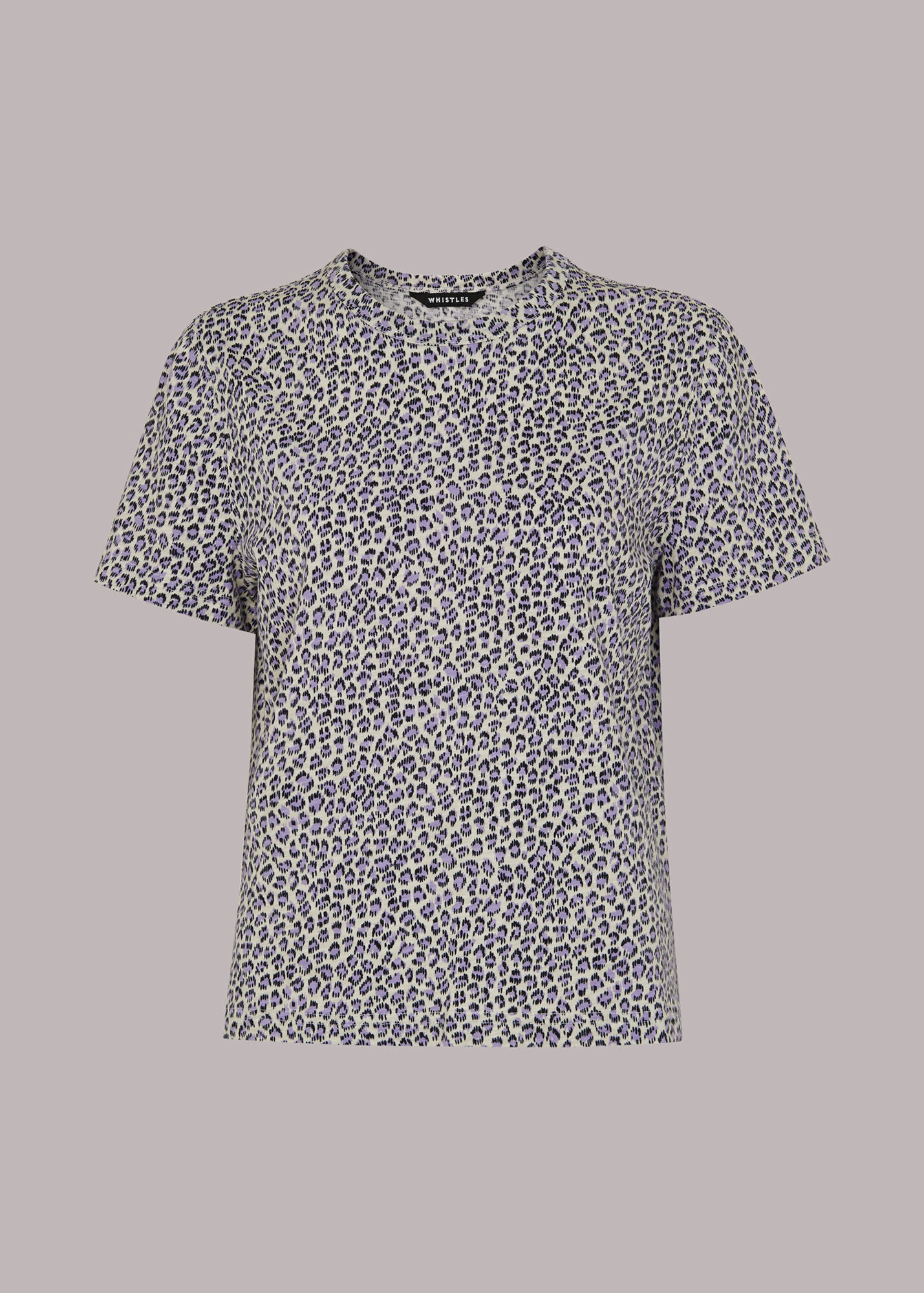Lilac/Multi Dashed Leopard Print T-Shirt | WHISTLES | Whistles UK