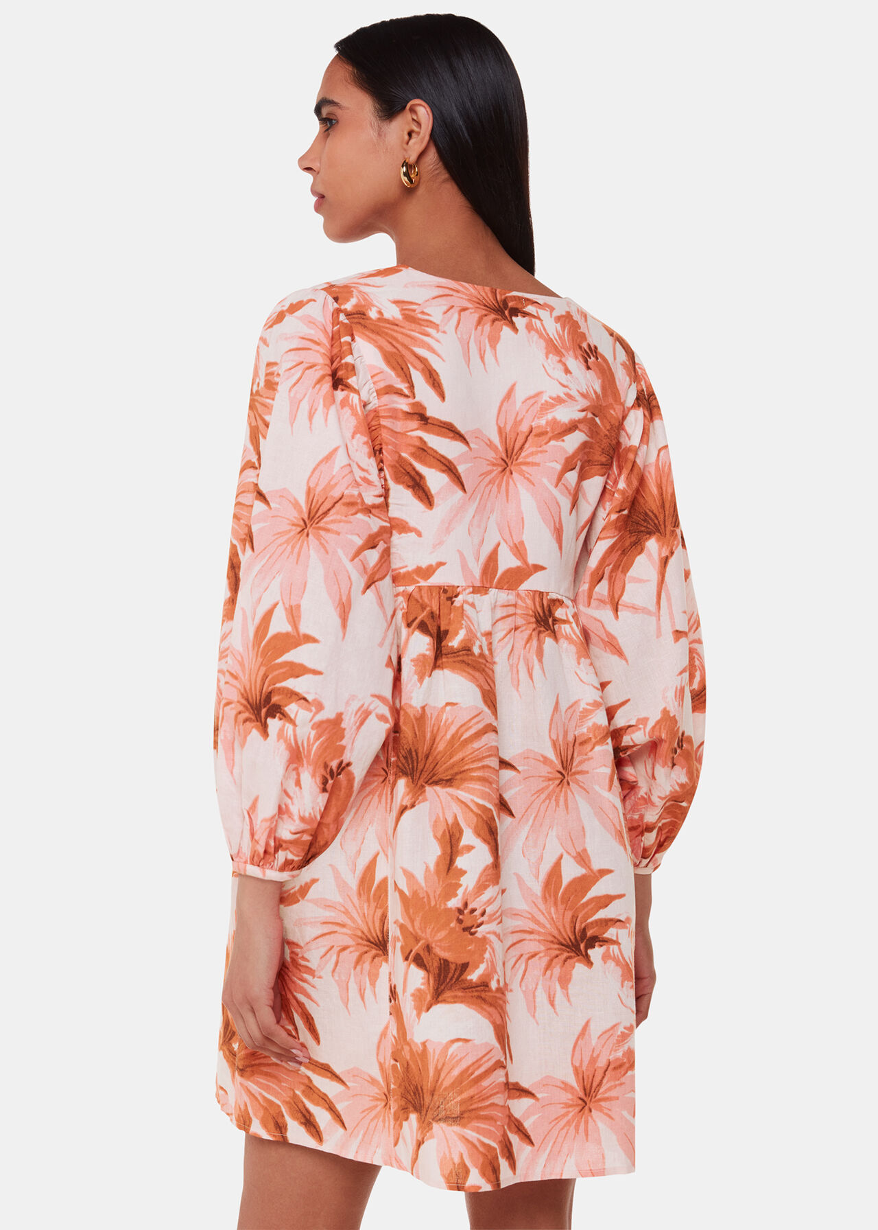 Pink/Multi Honolulu Linen Blend Dress | WHISTLES | Whistles US