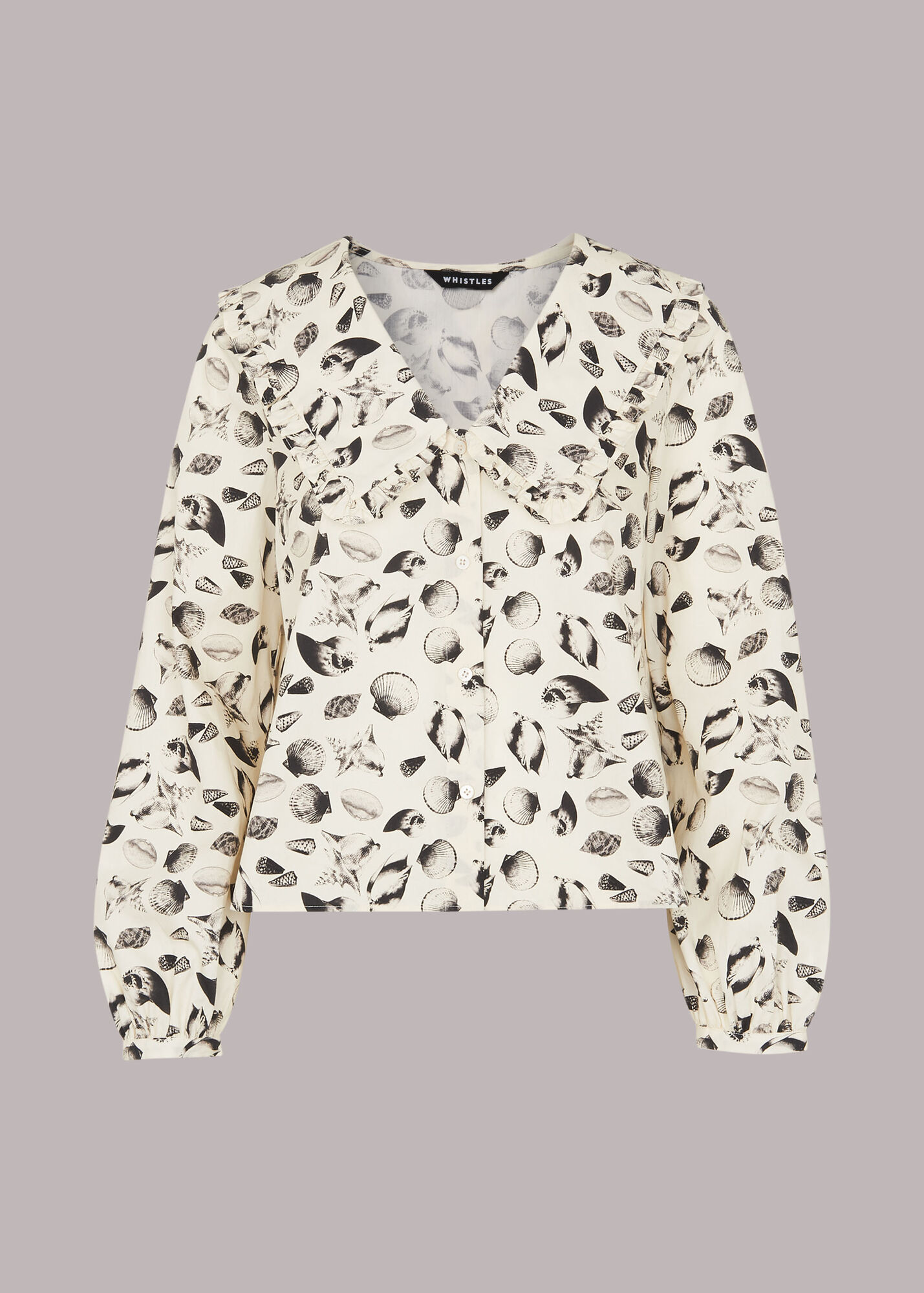 Multicolour Sea Shell Print Collar Top | WHISTLES | Whistles UK