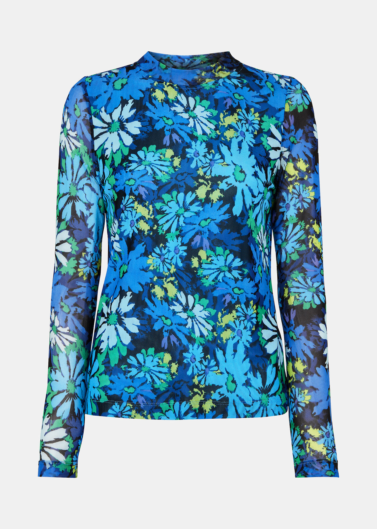 Multicolour Retro Floral Mesh Top | WHISTLES | Whistles UK