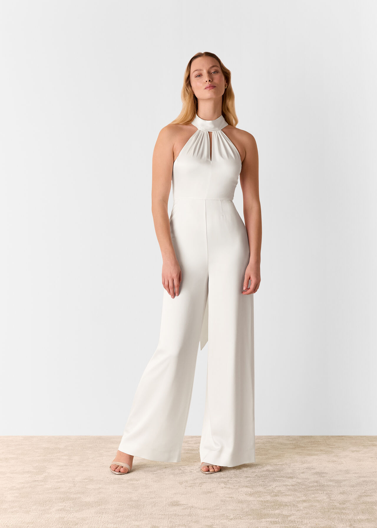 Ivory Halterneck Bridal Jumpsuit | WHISTLES | Whistles US