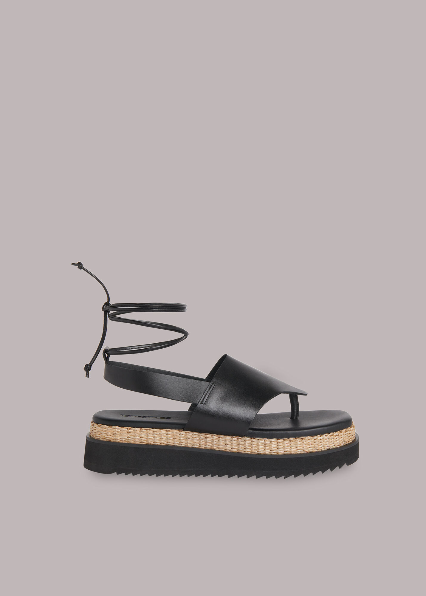 Black Lia Raffia Platform Sandal | WHISTLES | Whistles UK