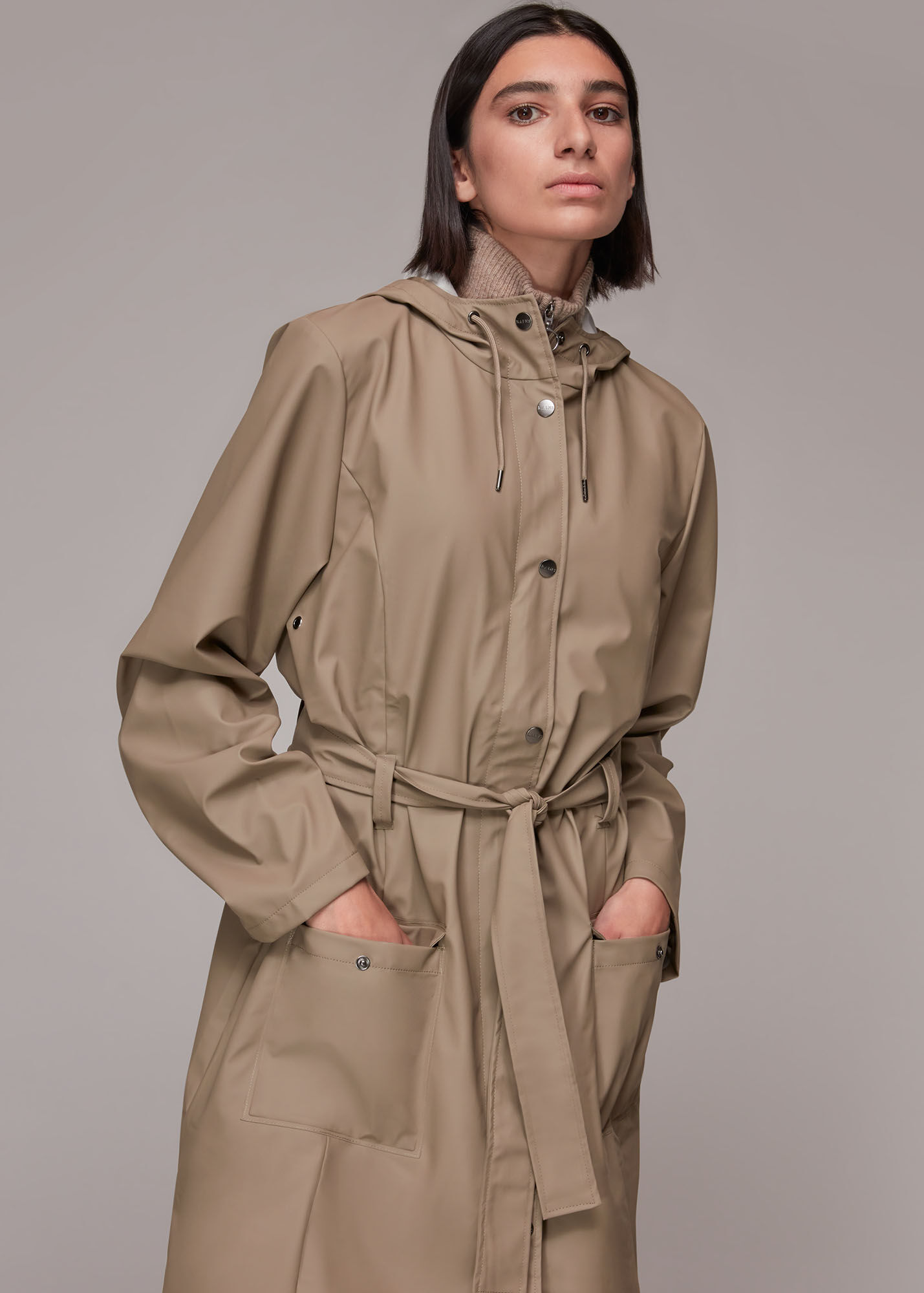 Taupe Rains Curve Jacket | WHISTLES | Whistles UK