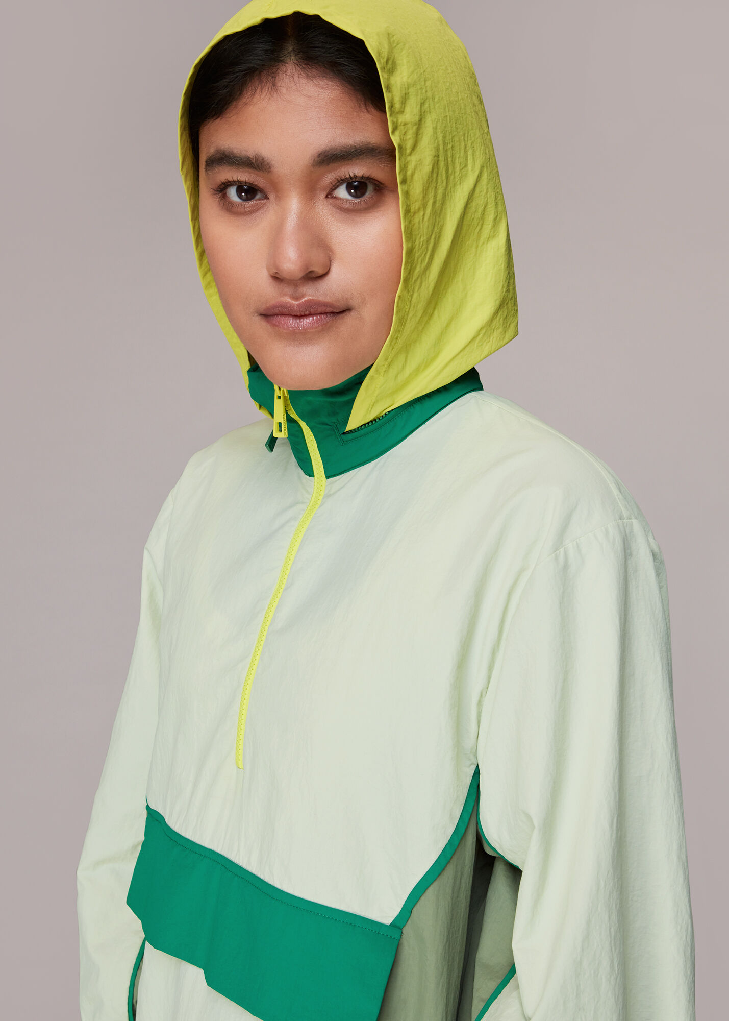 Green/Multi Colour Block Anorak | WHISTLES | Whistles UK