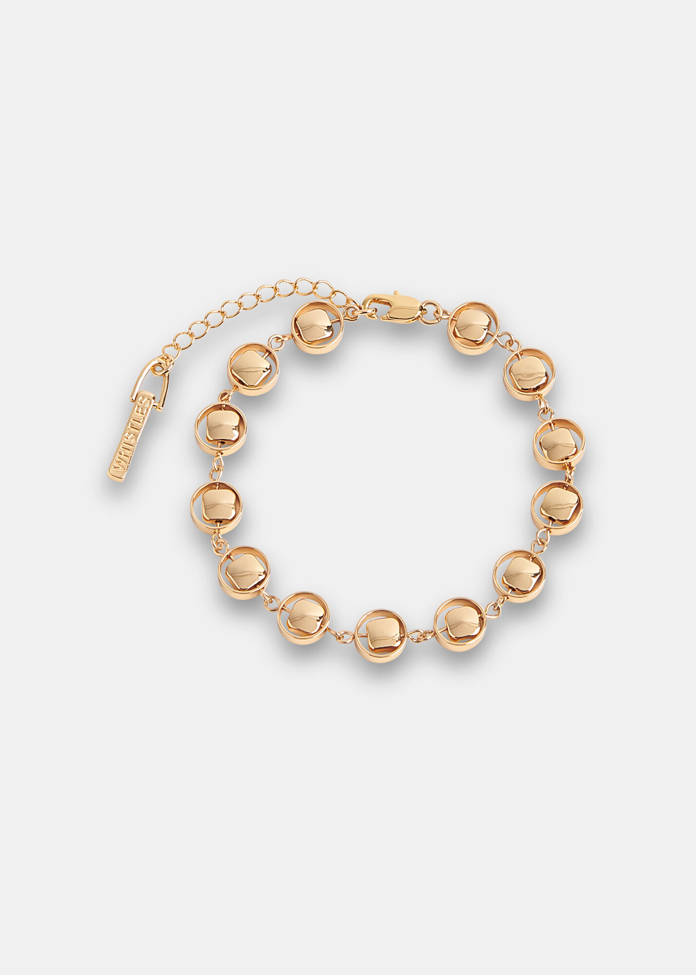 Gold/Multi Square Chain Bracelet | WHISTLES | Whistles UK
