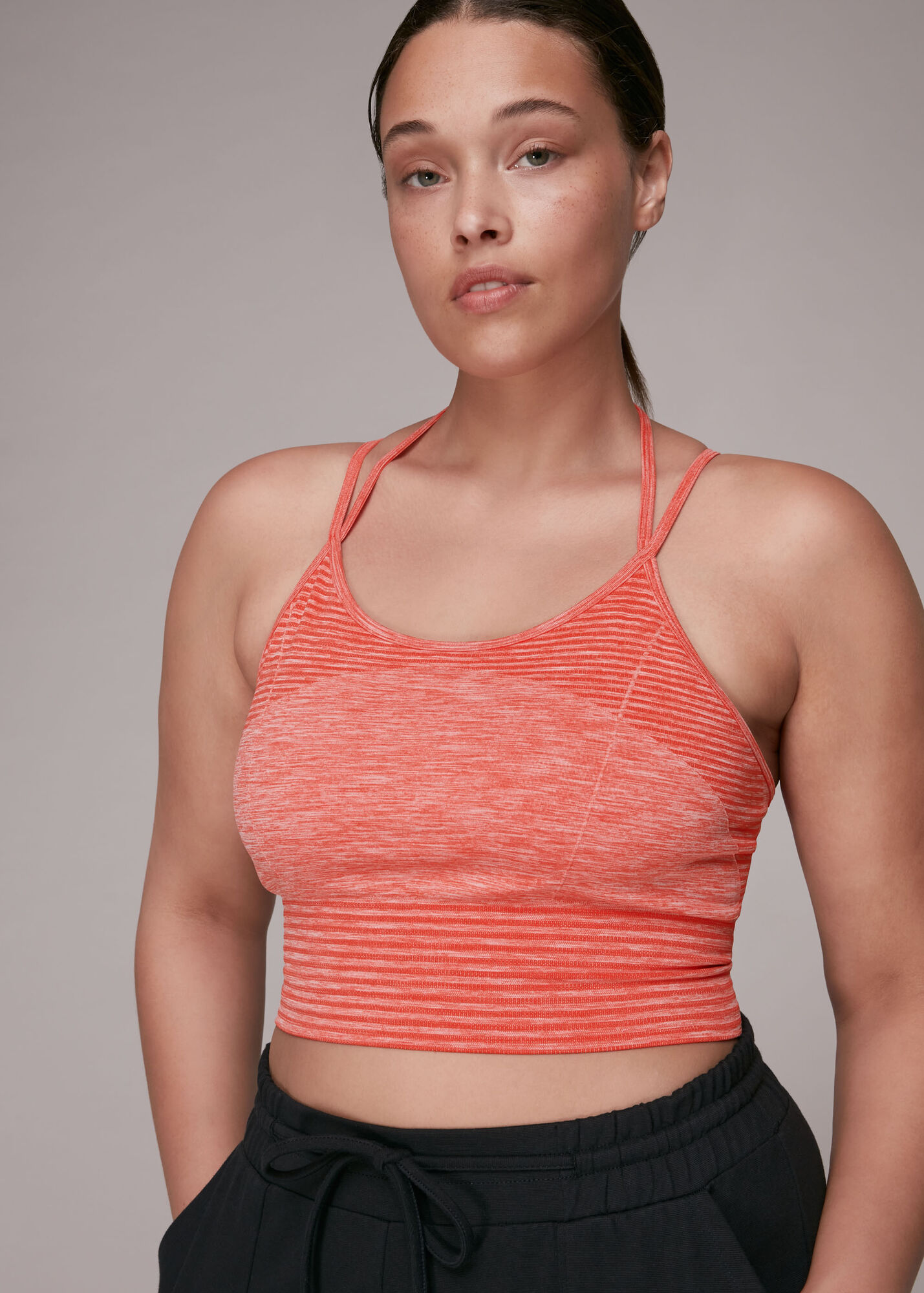 Coral Halter Crop Sports Bra Top | WHISTLES