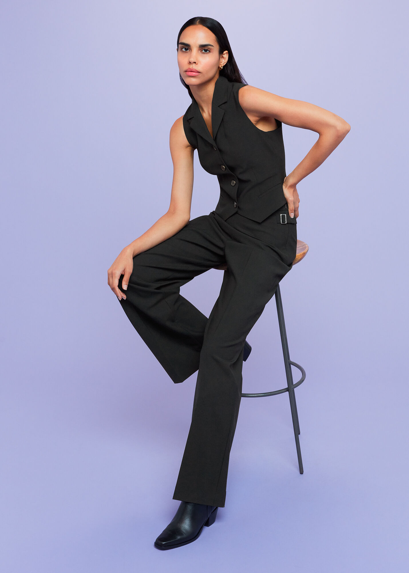 Black Sia Wool Blend Waistcoat | WHISTLES | Whistles UK