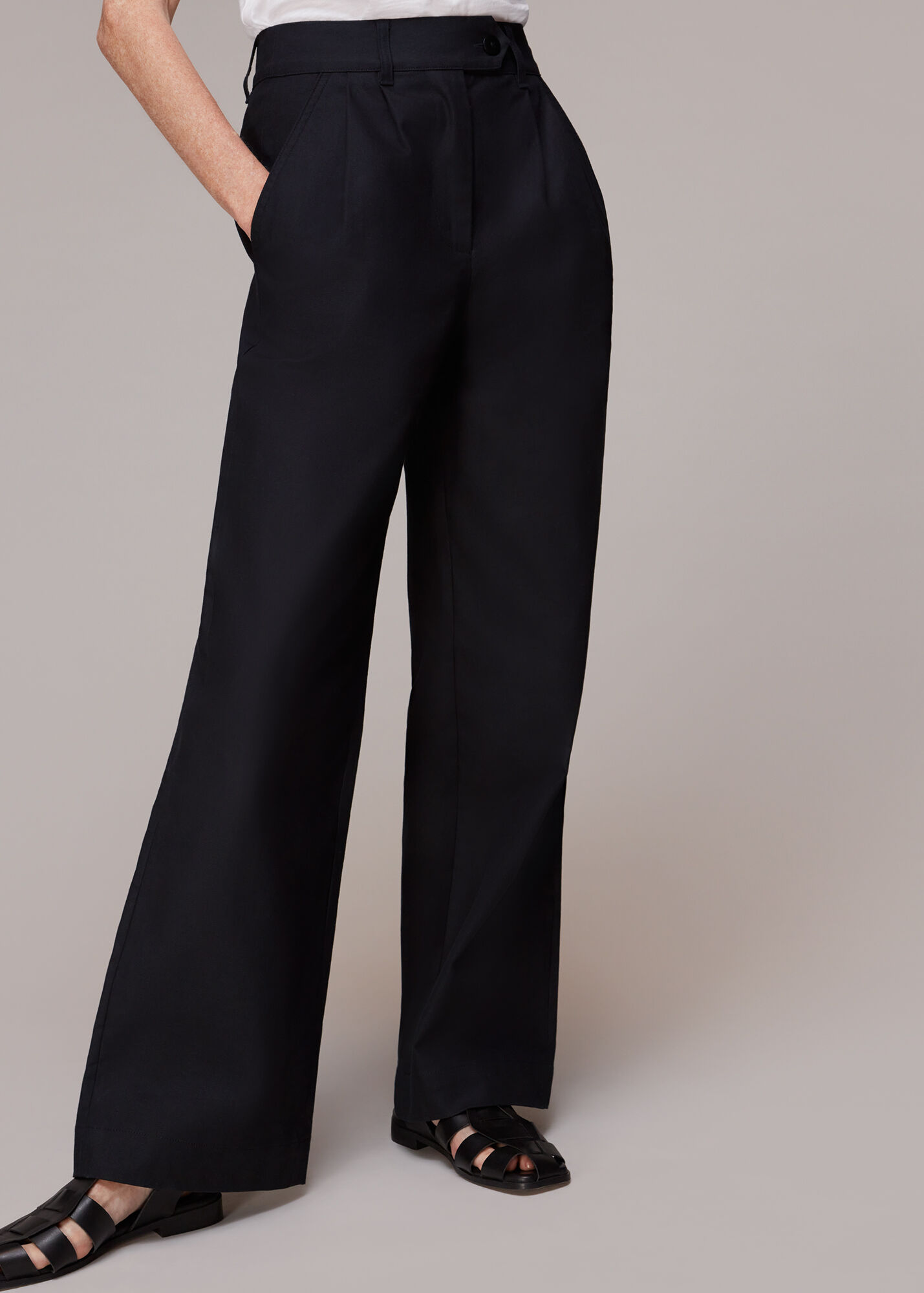 Black Robyn Cotton Trouser | WHISTLES | Whistles UK