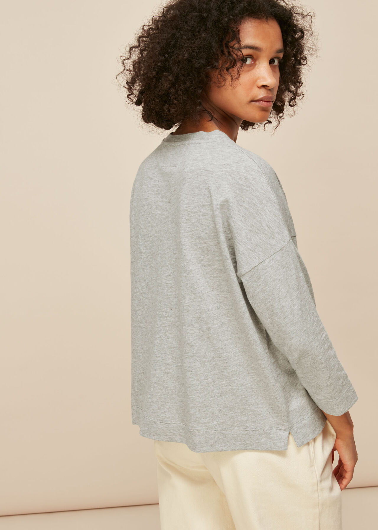 Grey Marl Cotton Pocket Top | WHISTLES