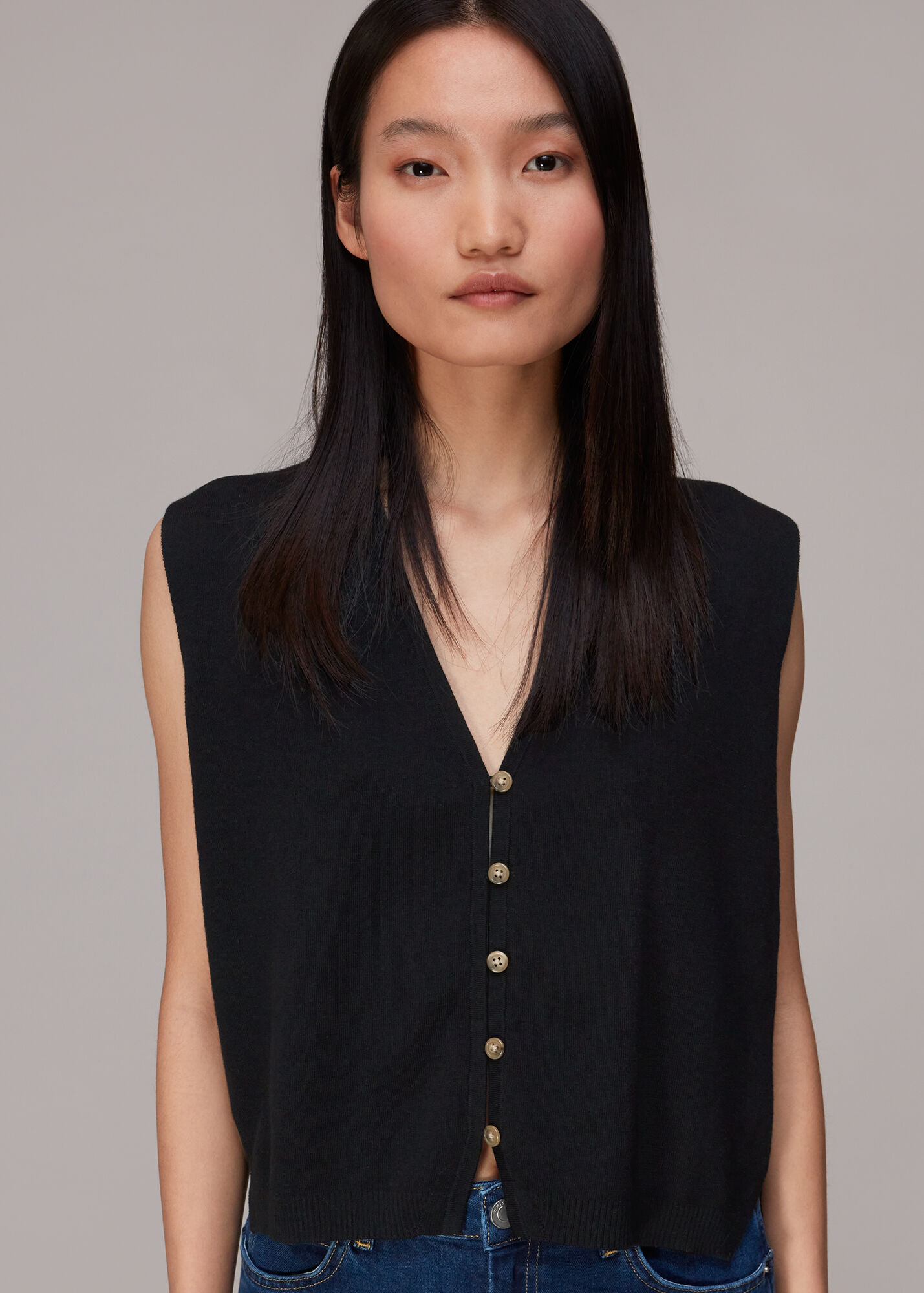 Black Bailey Button Through Tank | WHISTLES
