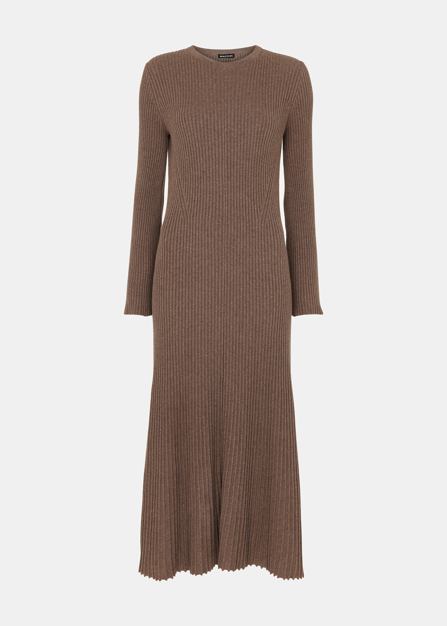 Women's Taupe Fit & Flare Ribbed Knit Dress | Whistles UK