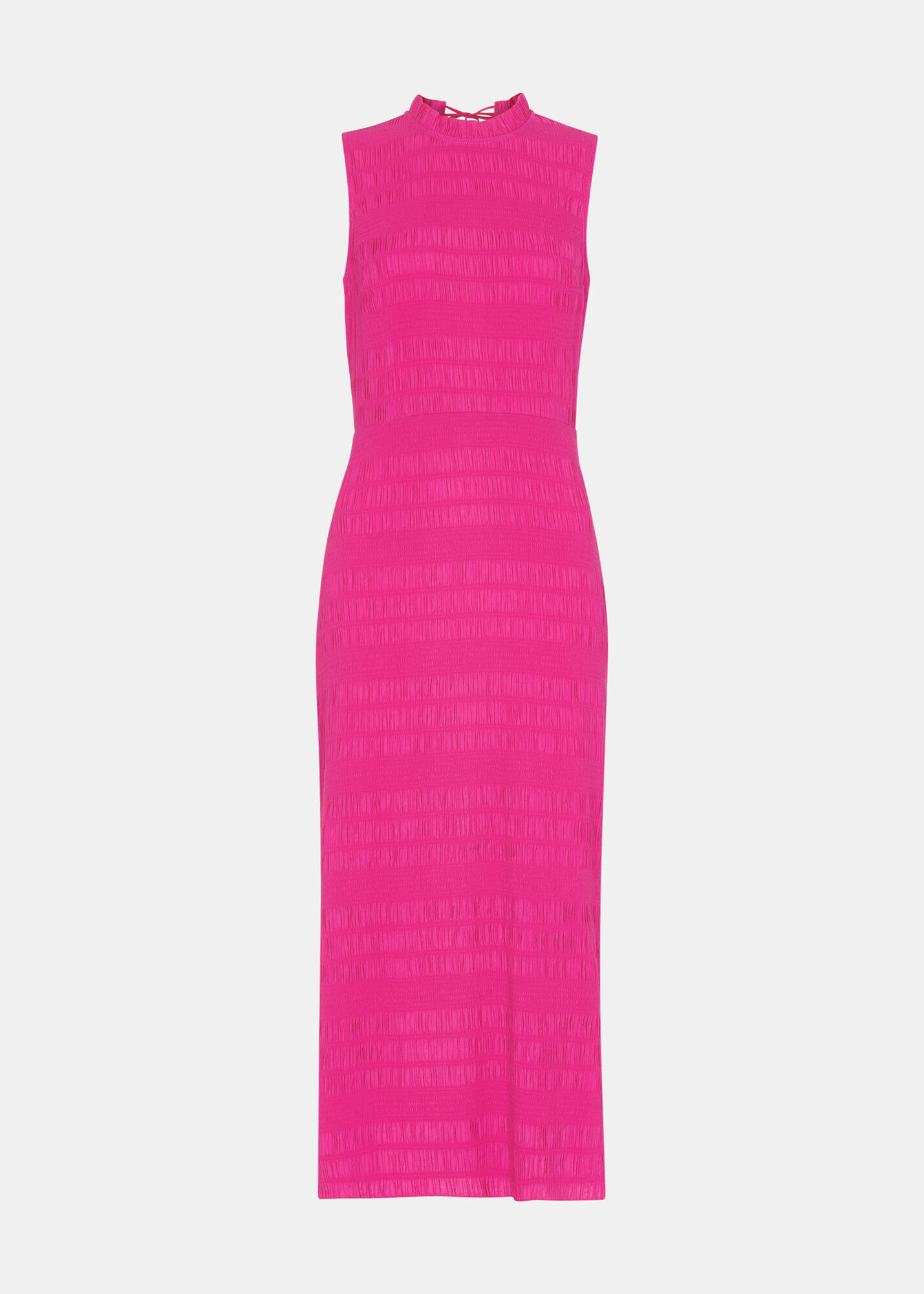 Pink Maya Plisse Midi Dress | WHISTLES | Whistles UK