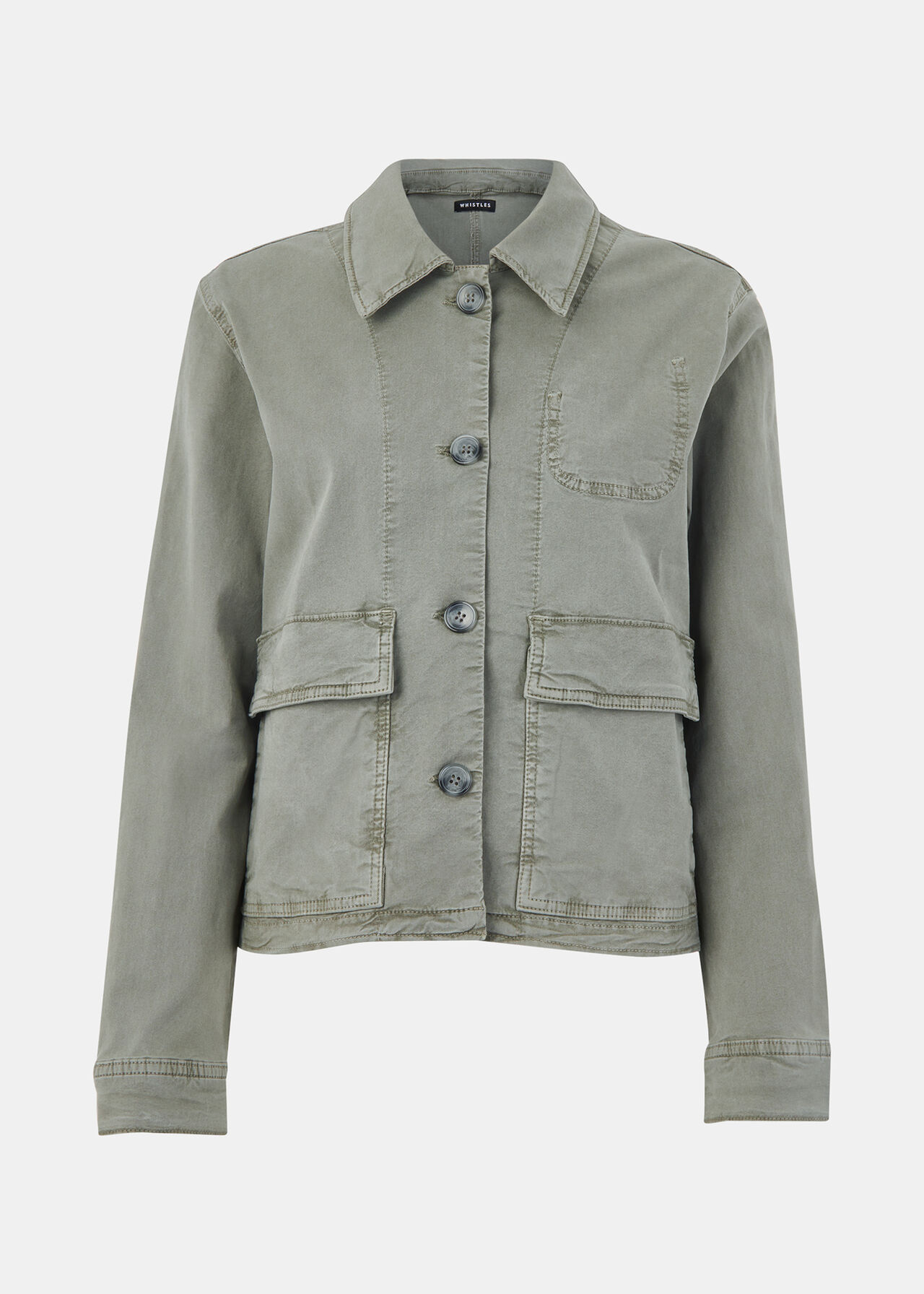 Casual Jacket in Khaki with Front Pockets | Whistles