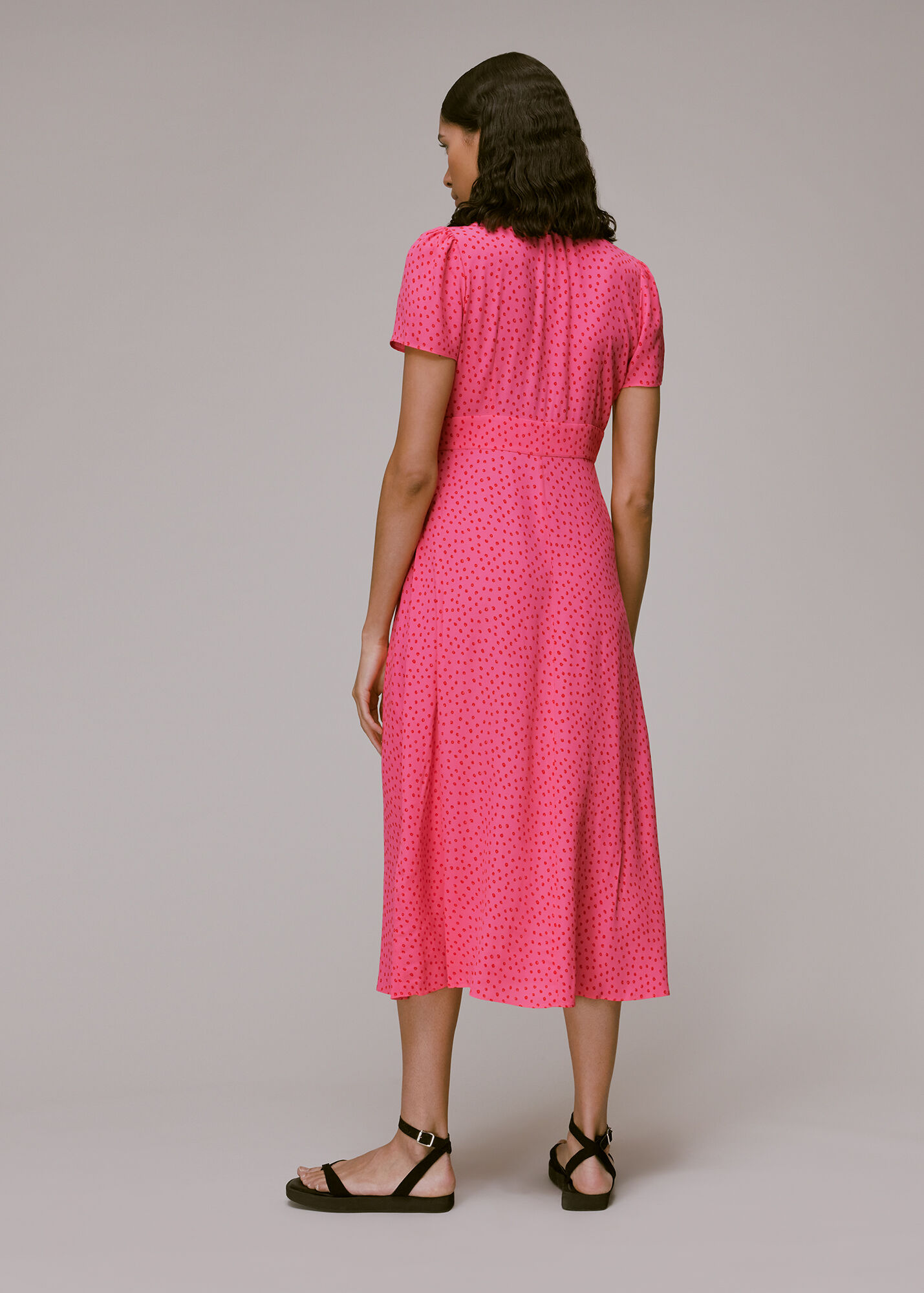 Pink/Multi Heidi Spot Print Dress | WHISTLES | Whistles UK