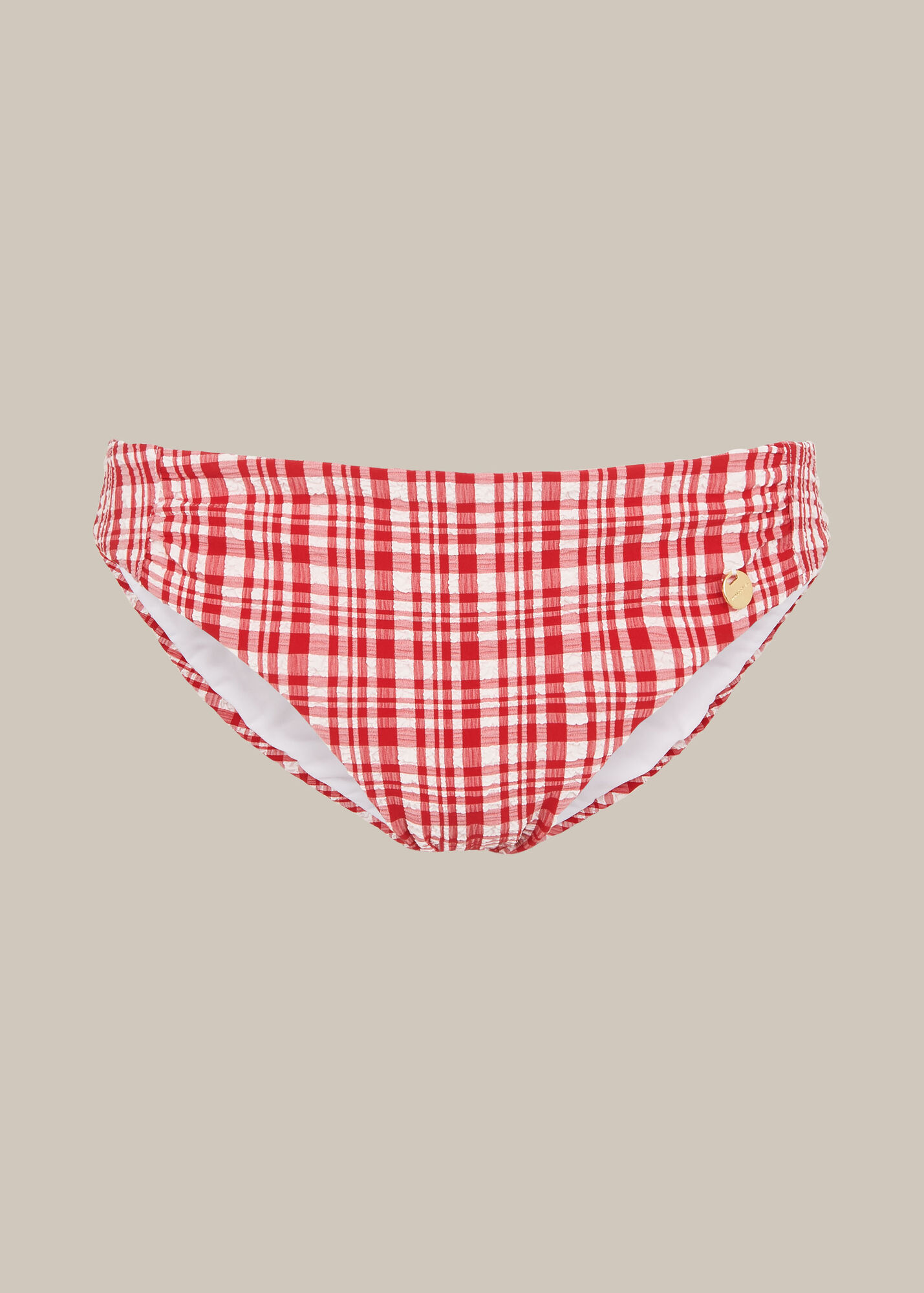 Red/Multi Check Bikini Bottom | WHISTLES | Whistles UK