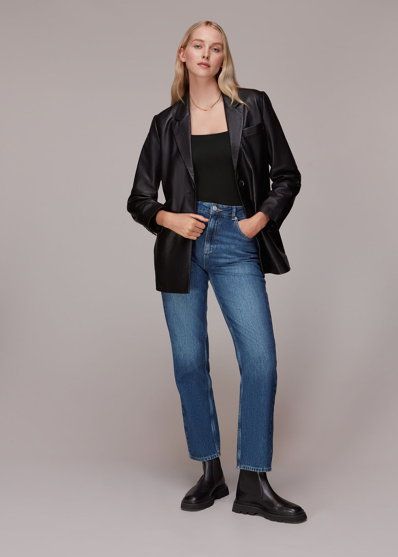 Black Square Neck Long Sleeve Top Whistles