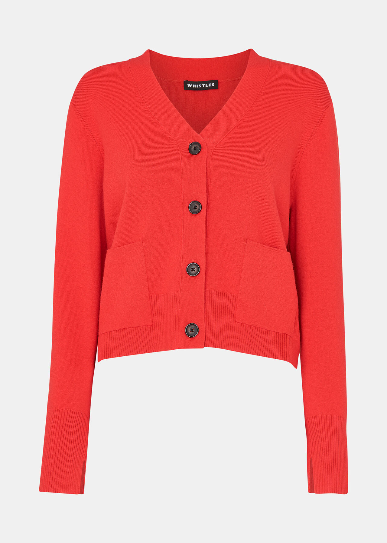 Red Leah Pocket Detail Cardigan | WHISTLES | Whistles AU