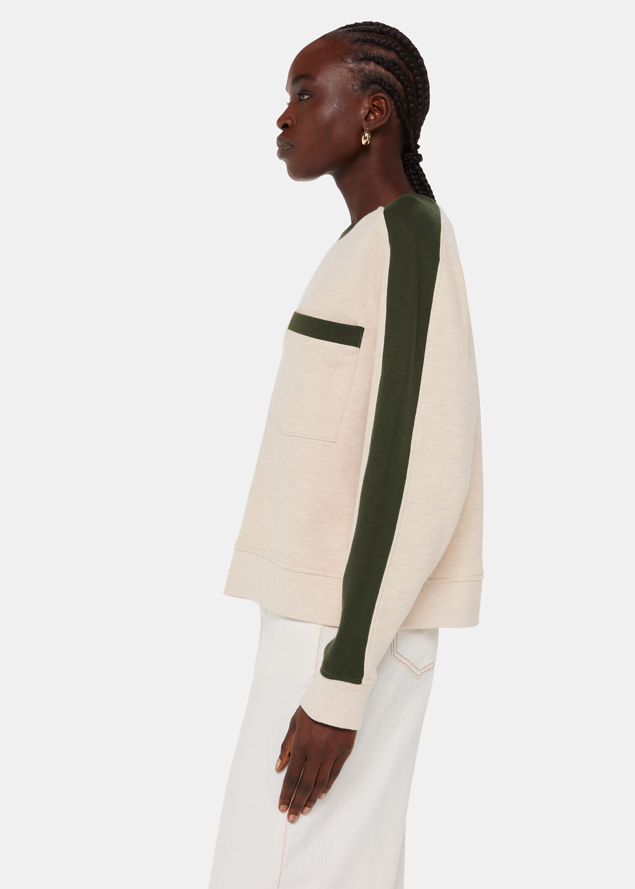 Khaki/Multi Colourblock Sweat | WHISTLES