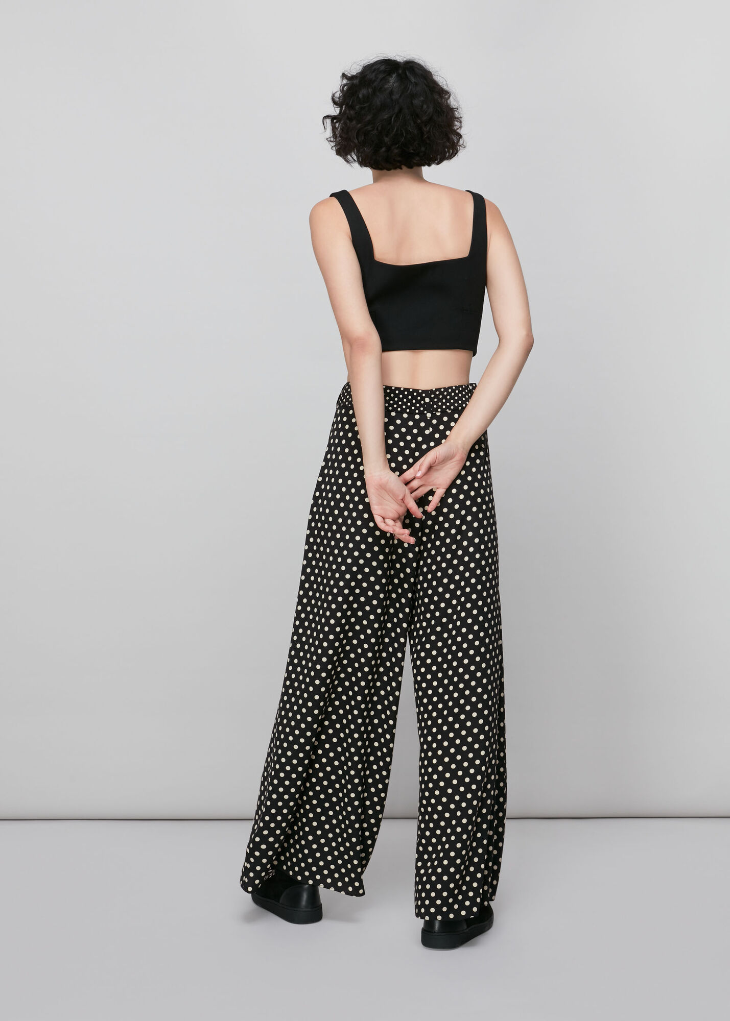 Black/White Spot Silk Palazzo Trouser | WHISTLES | Whistles UK