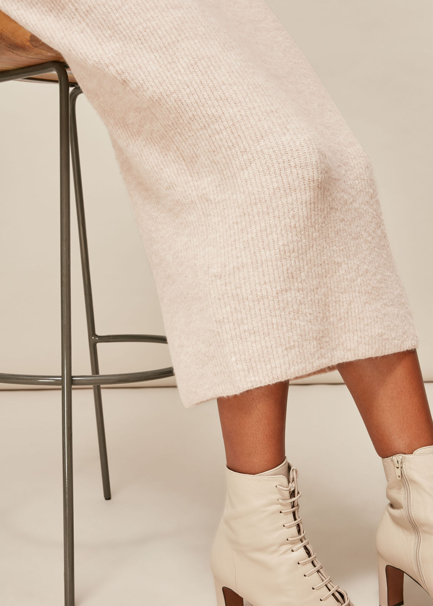 Oatmeal Ribbed Knitted Tube Skirt | WHISTLES | Whistles UK