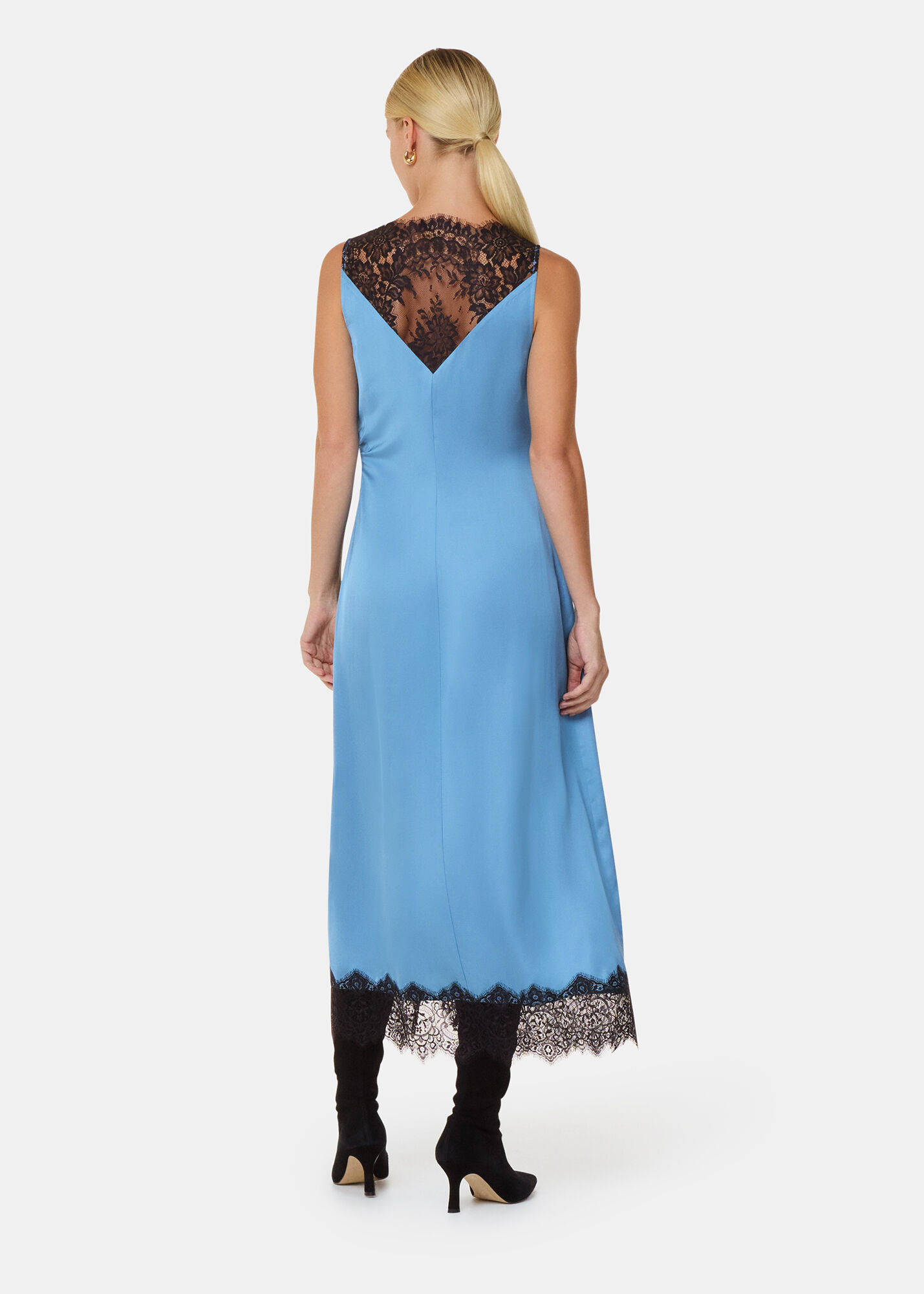 Blue/Multi Iris Lace Detail Wrap Dress | WHISTLES | Whistles AU