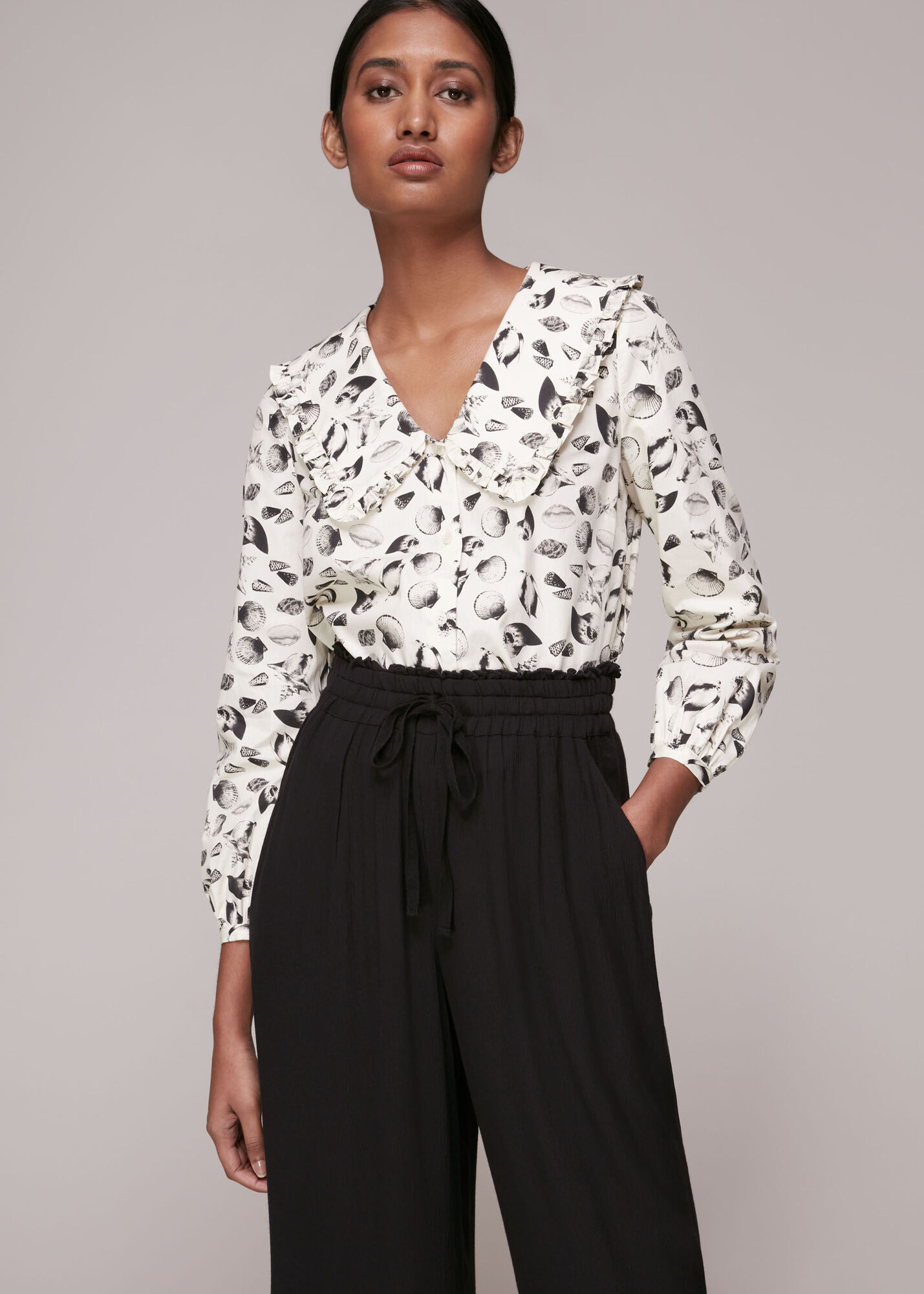 Black Textured Lightweight Trouser | WHISTLES