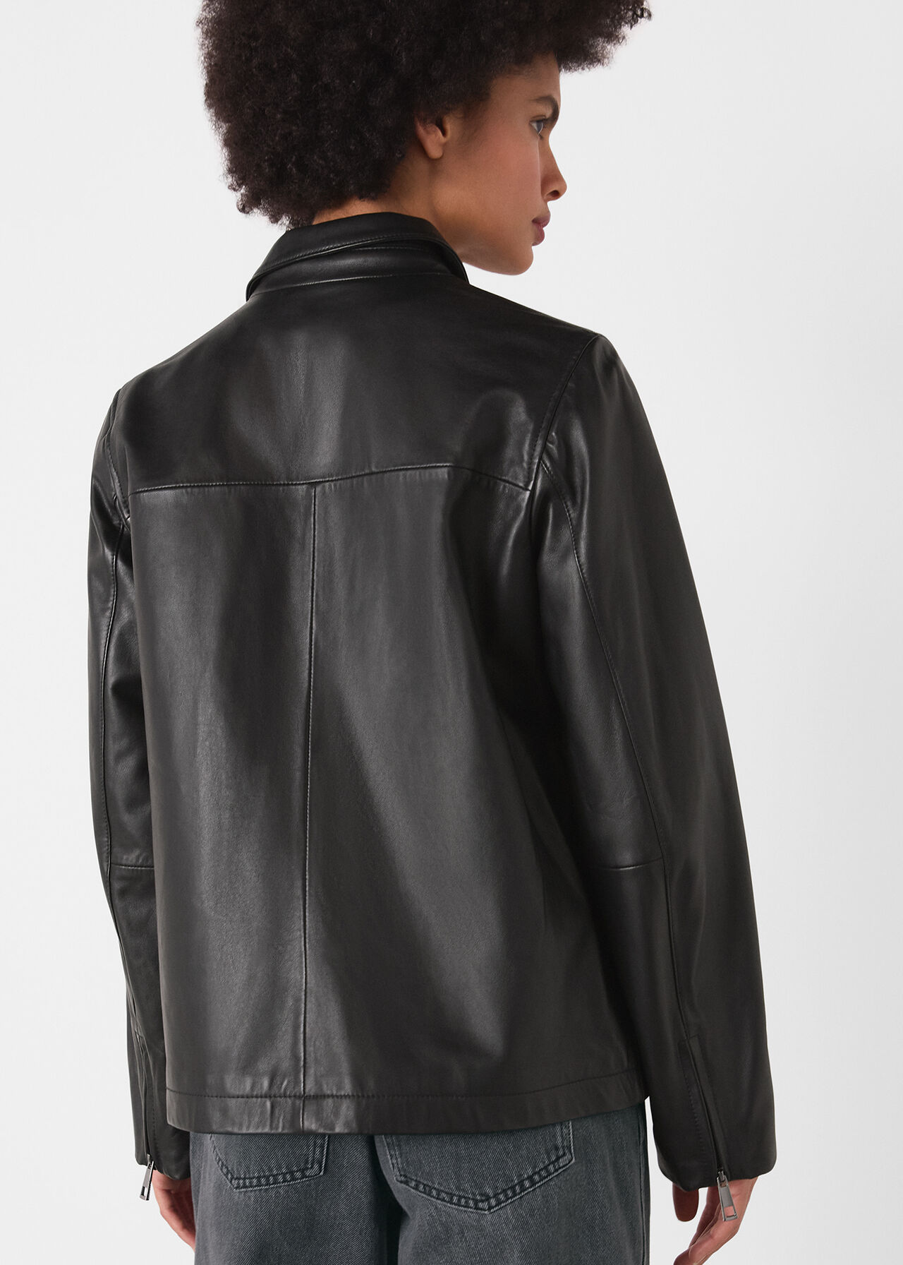 Black Kate Zip Leather Jacket | WHISTLES