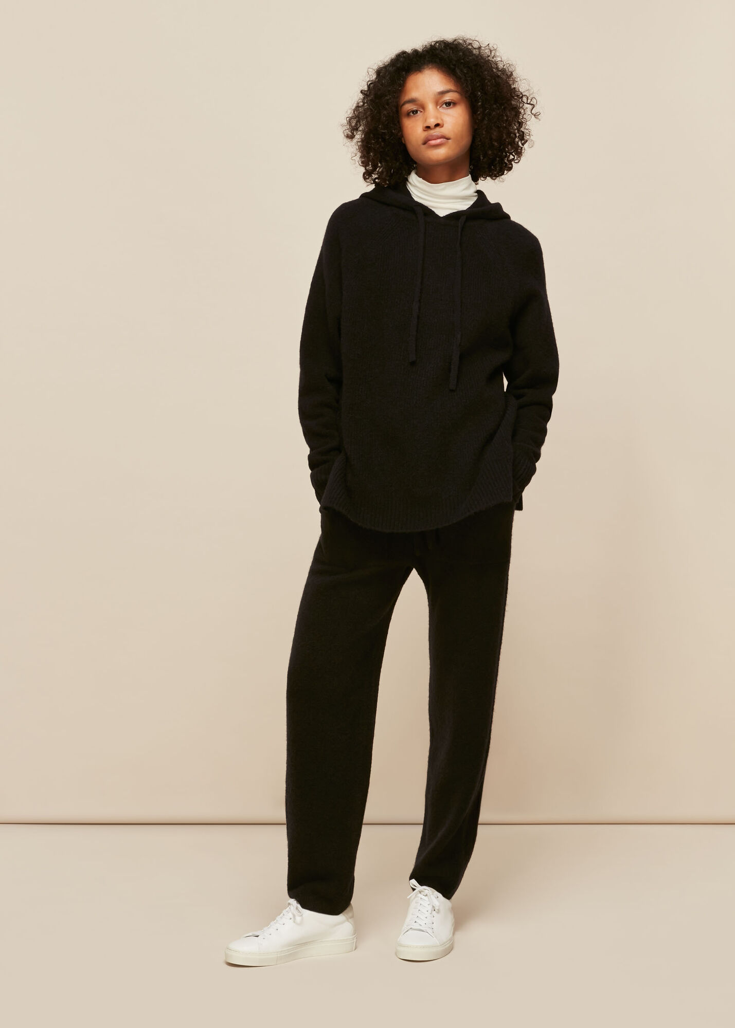 Black Ribbed Knitted Jogger | WHISTLES | Whistles UK